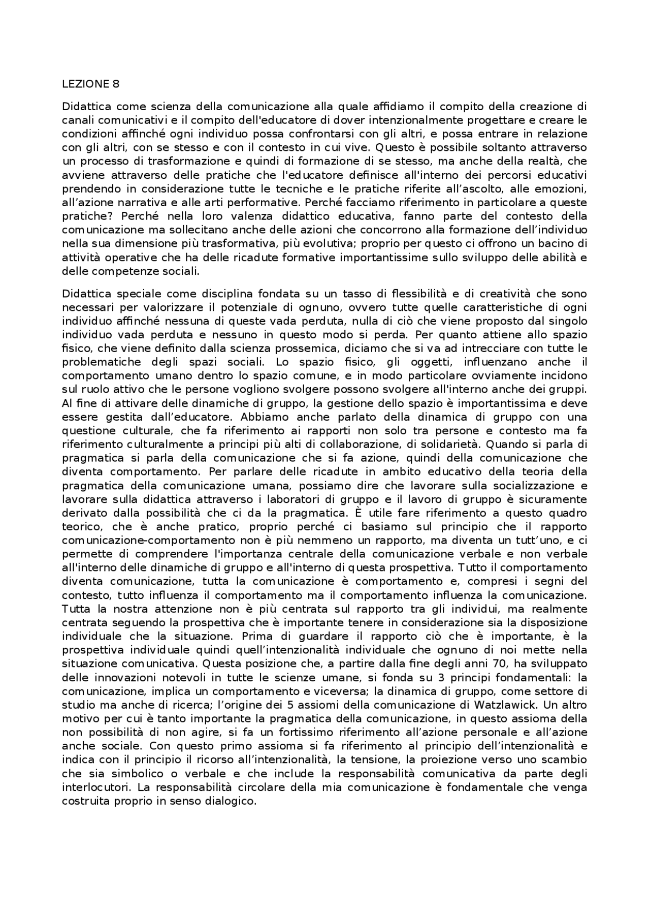 Riassunti Didattica Speciale Docsity