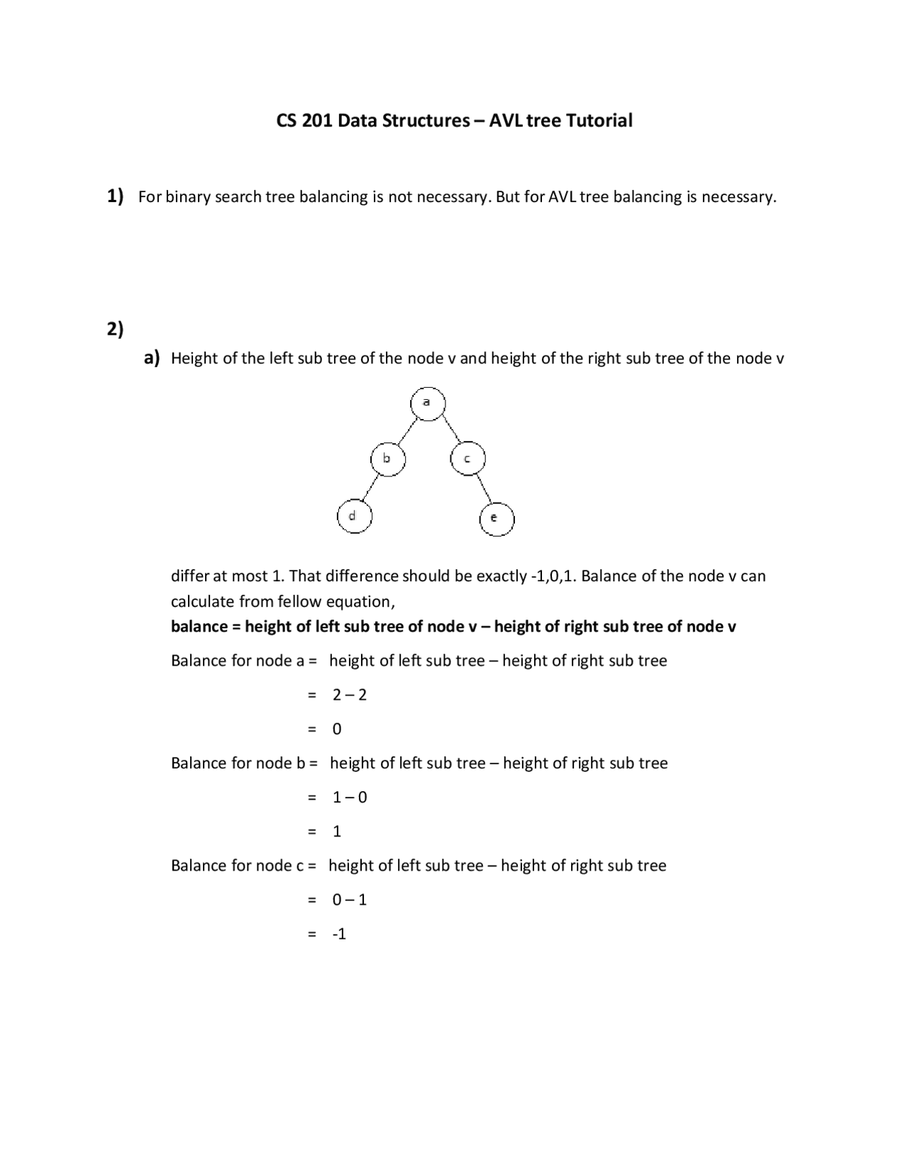 Avl Tree Assignment Data Structure And Algorithms Docsity