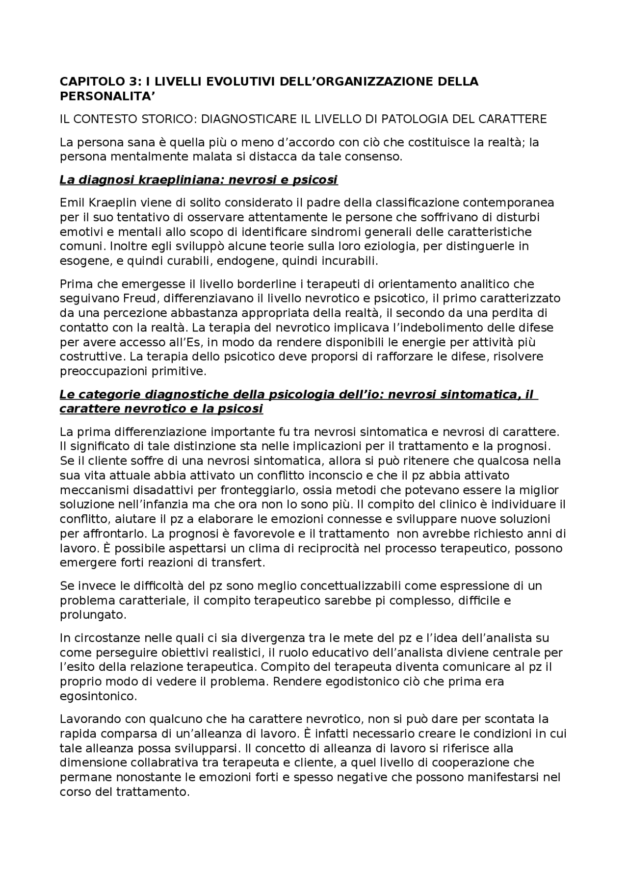 La Diagnosi Psicoanalitica Docsity