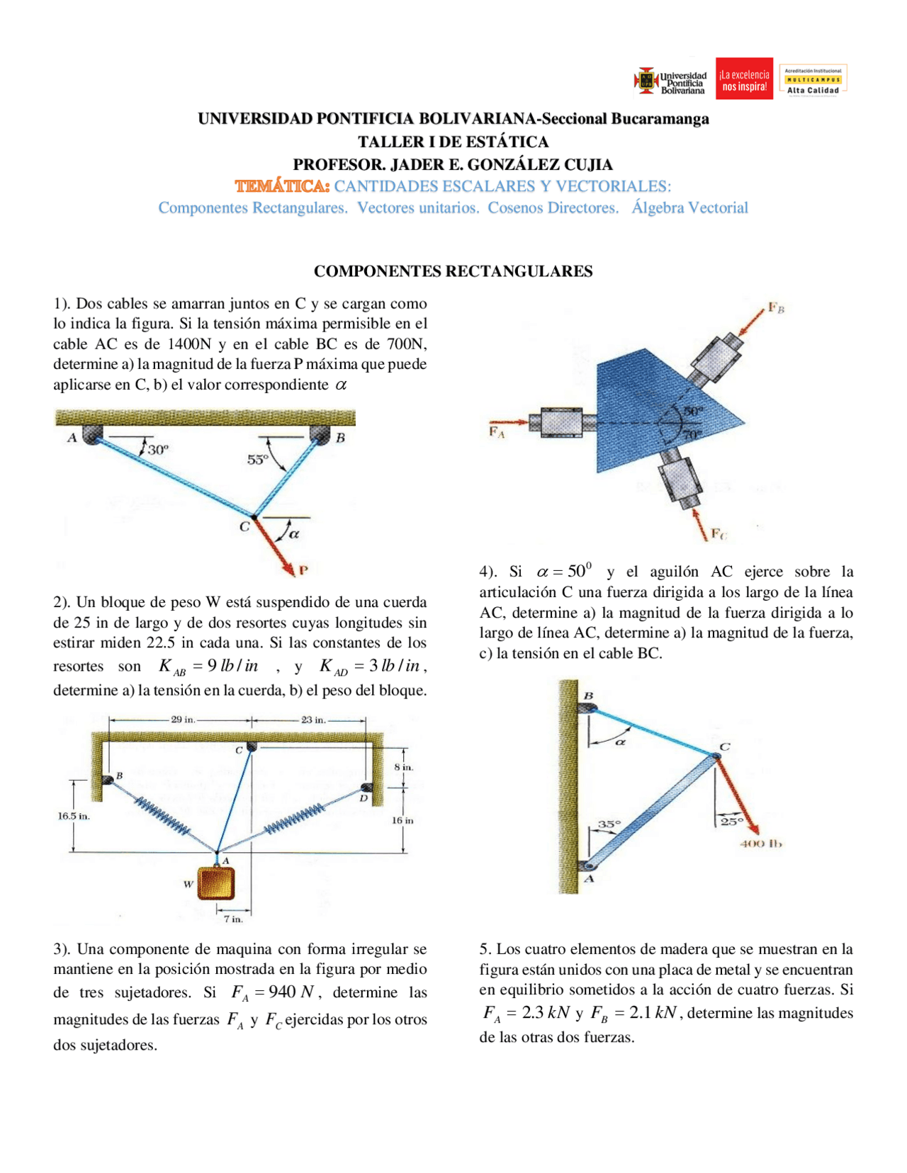 Estatica ejercicios resolver - Docsity