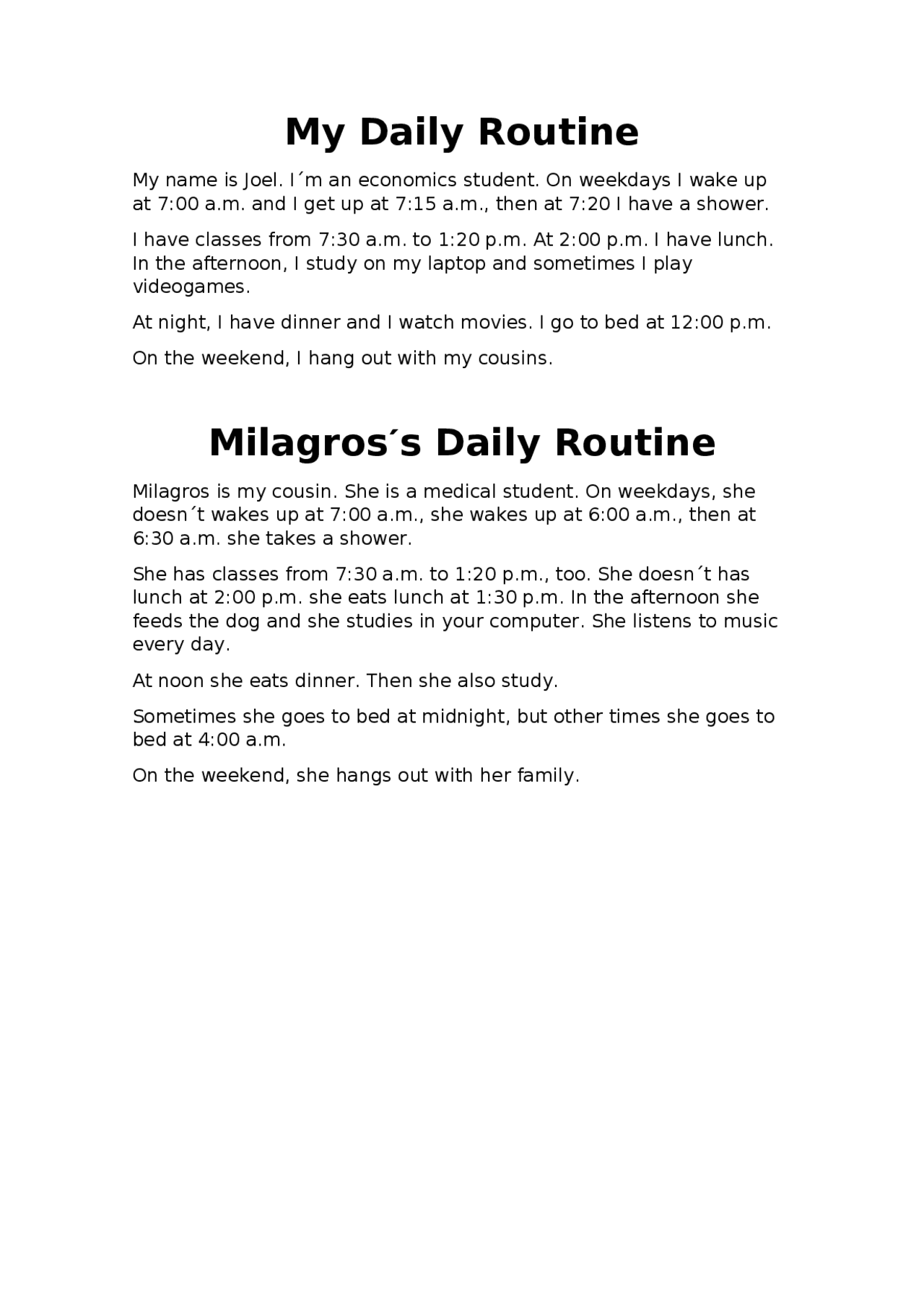 My Daily Routine - English basic II - Docsity