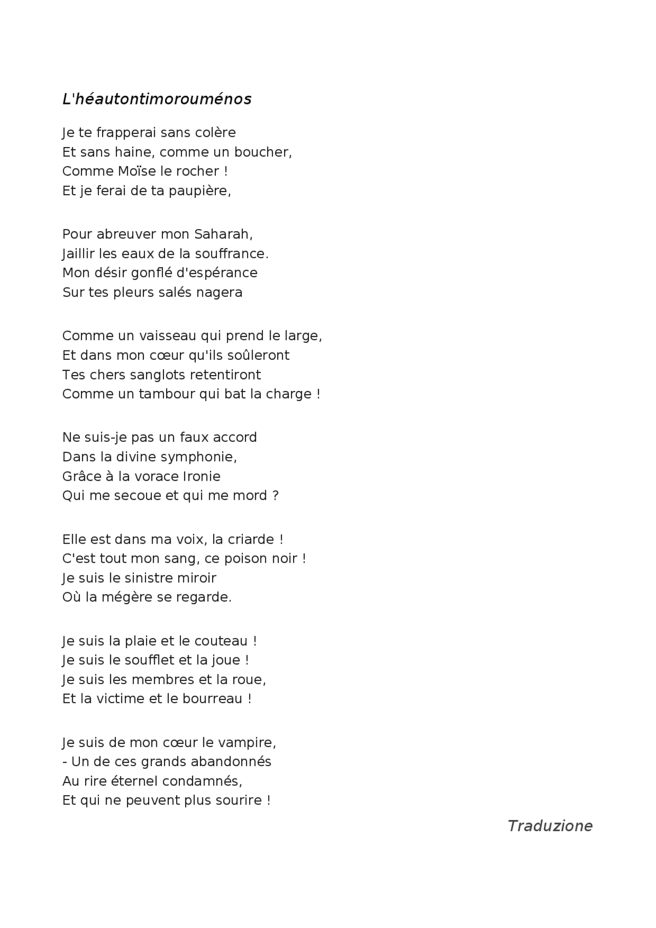L'héautontimorouménos, Charles Baudelaire - Docsity