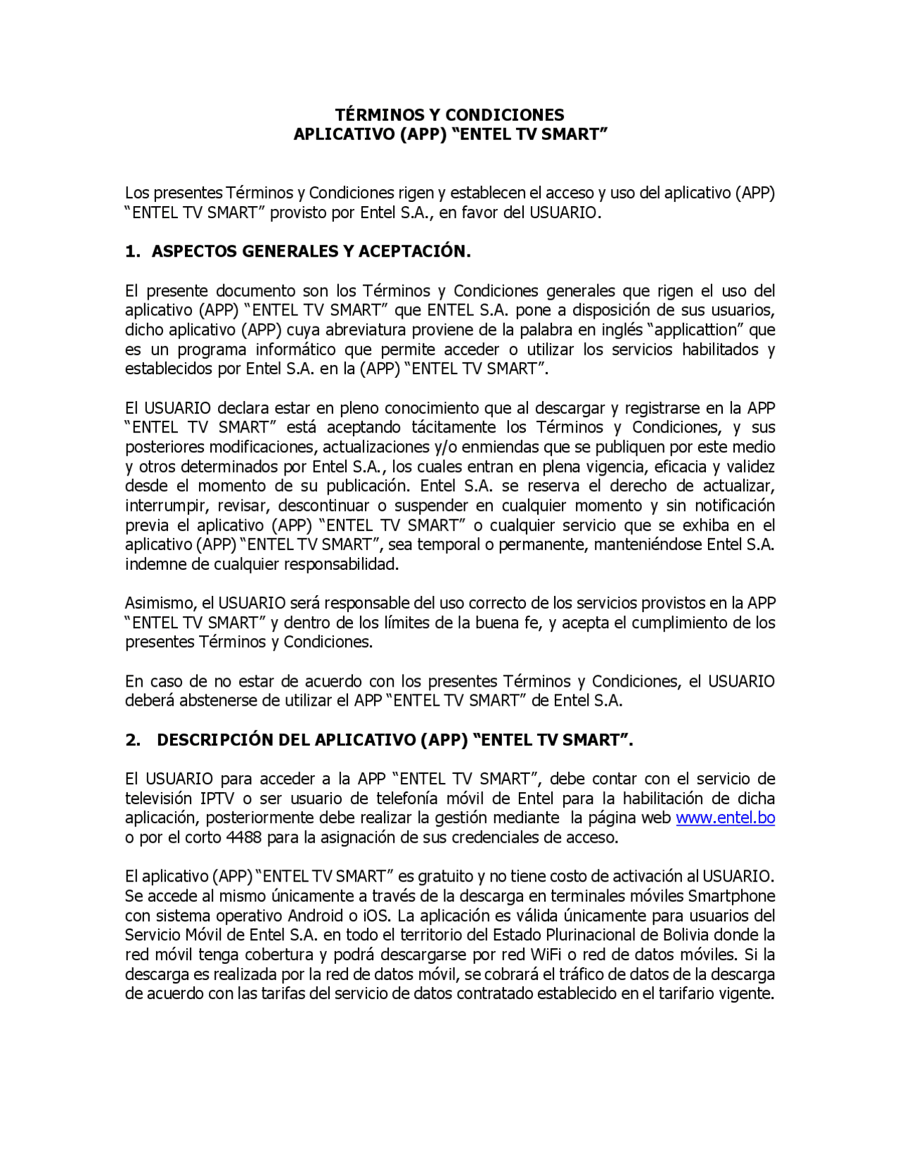 TÉRMINOS Y CONDICIONES APLICATIVO (APP) - Docsity