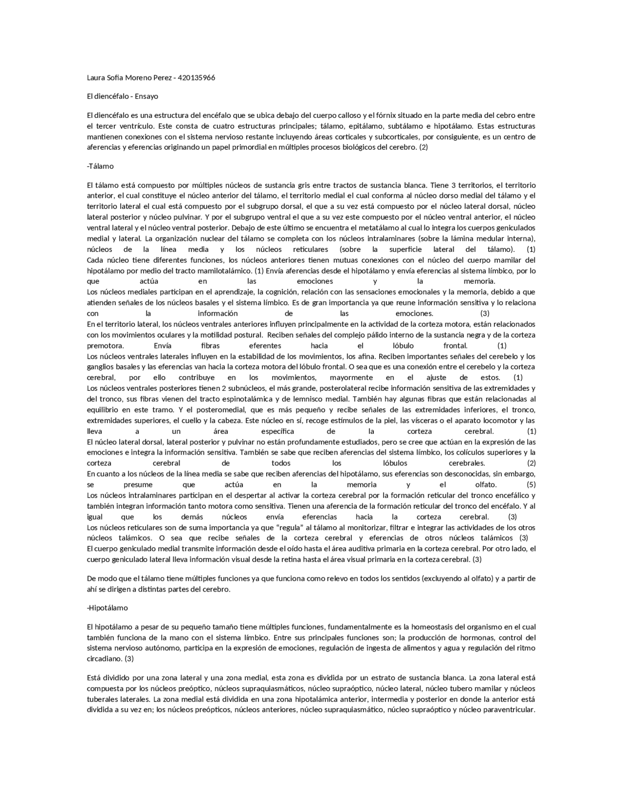 El diencefalo, sus estructuras y funcionamiento - Docsity