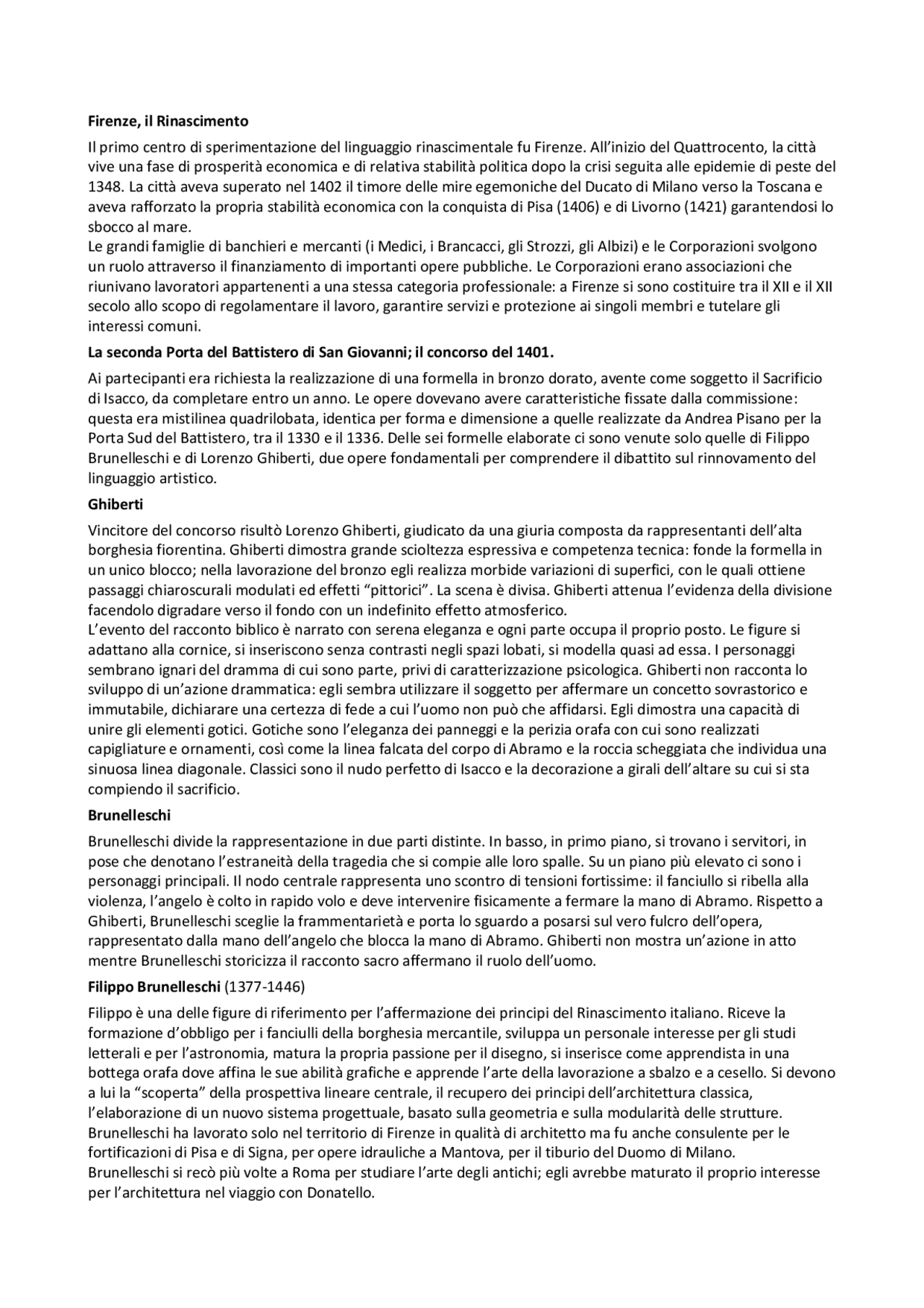 Rinascimento E Brunelleschi Docsity