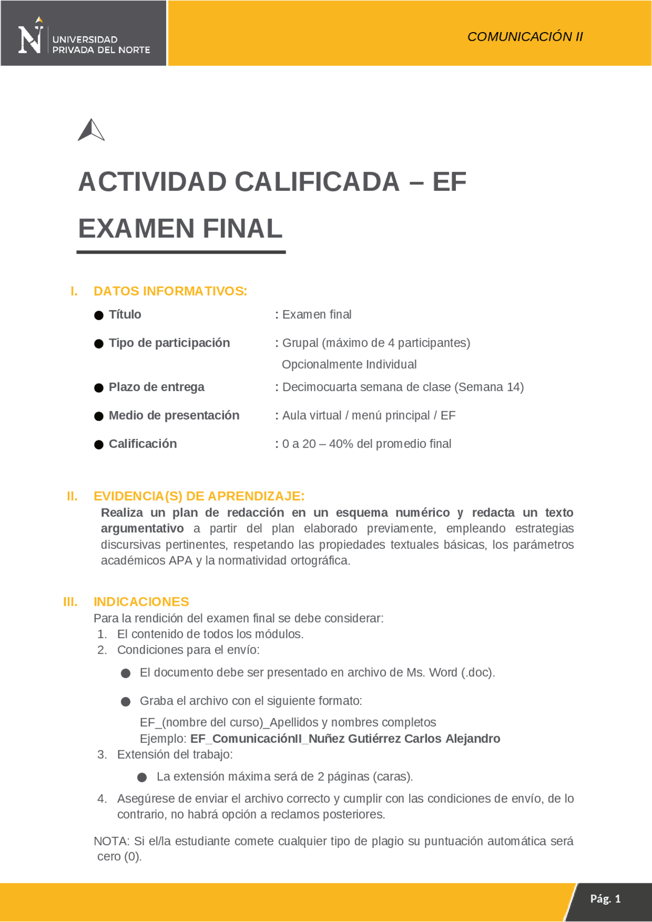 Comunicacion Examen Final Ef Docsity