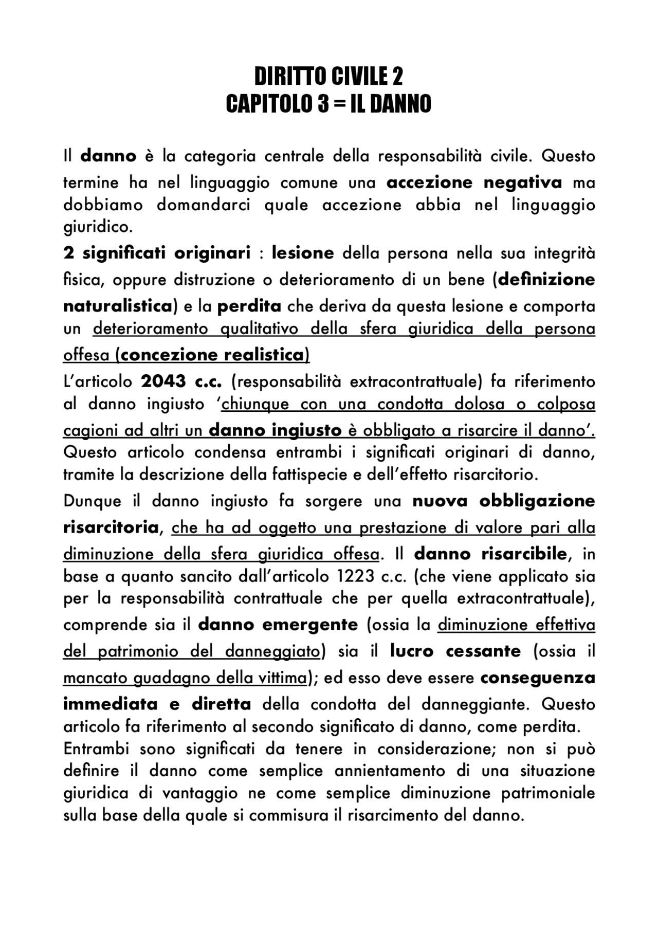 Sintesi Responsabilità Civile Docsity