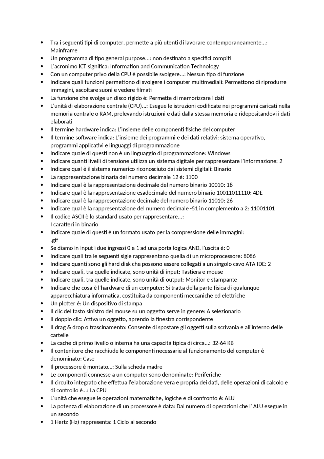 Prova Abilità Informatica Docsity