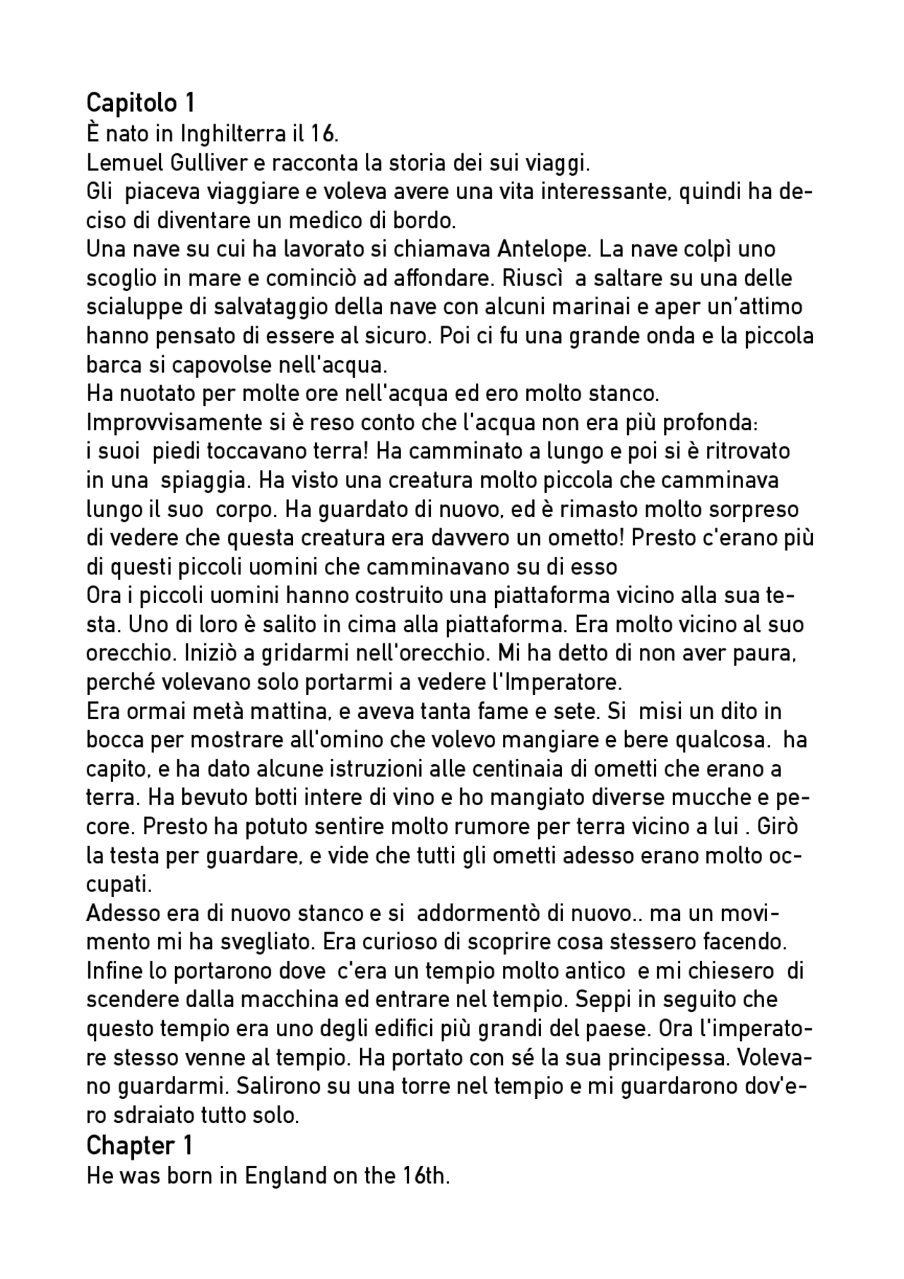 Riassunti Specifici Di Gulliver Travels Edizione Scolastica Docsity