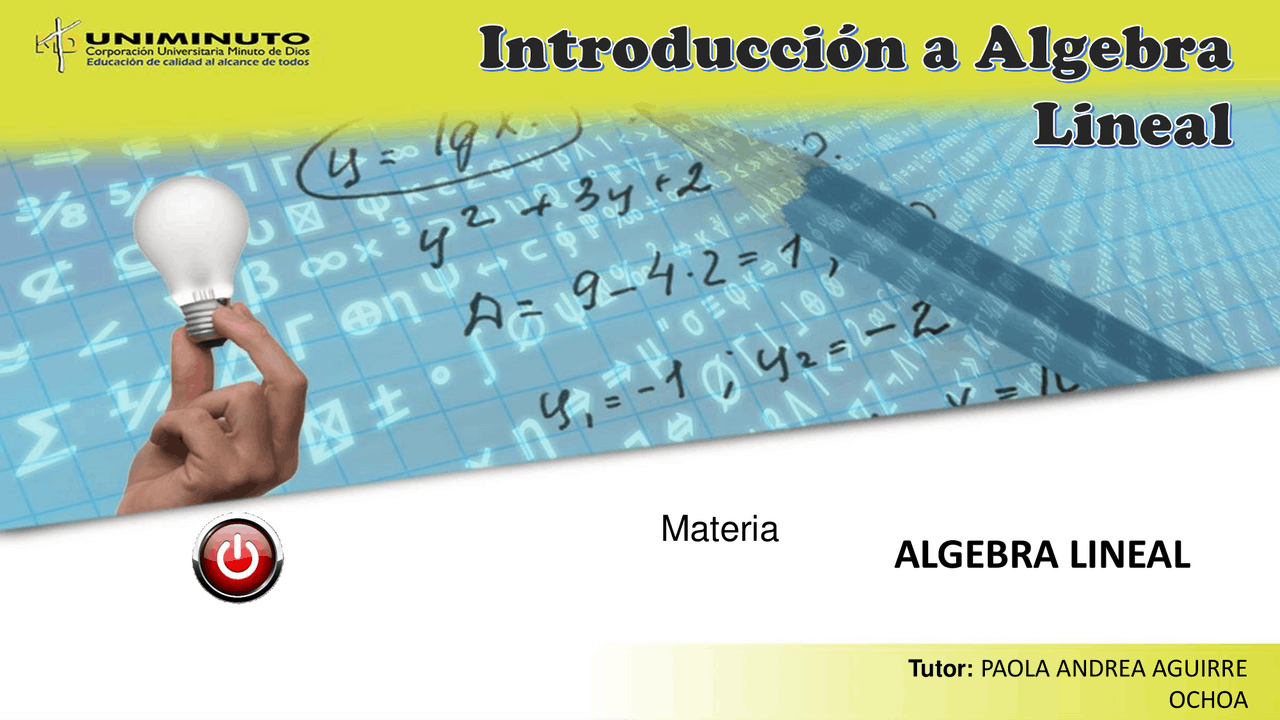Algebra Lineal Uniminuto Diapositivas De Álgebra Lineal Docsity