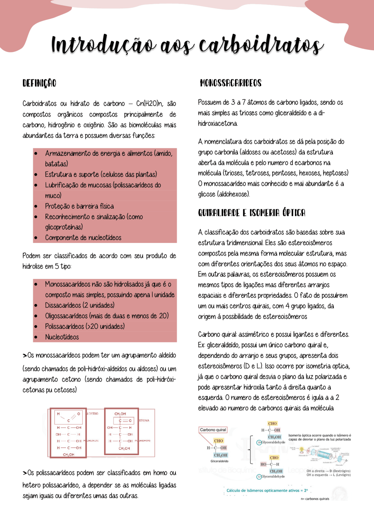 IntroduÇÃo Carboidratos Resumos Bioquímica Docsity