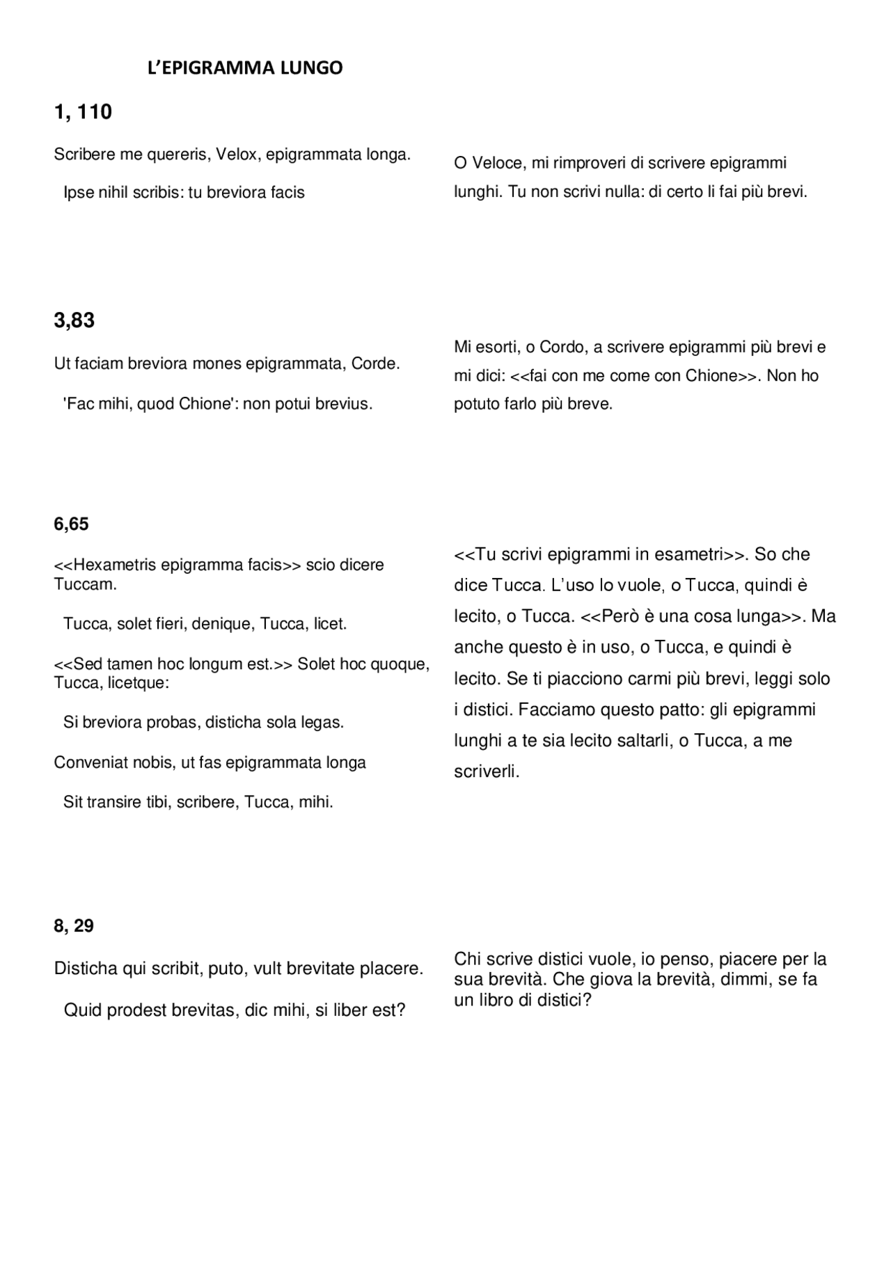 Epigramma lungo di marziale - Docsity