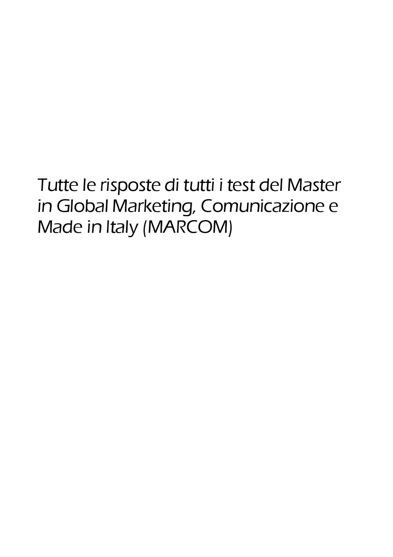 Tutte Le Risposte A Tutti I Test Del Master Marcom Moduli 1 2 3 4