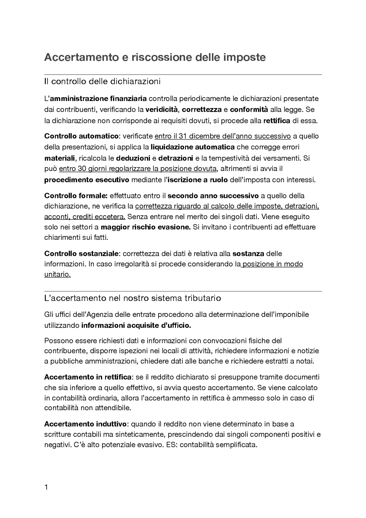 Riassunti Sullaccertamento E Riscossione Delle Imposte Appunti Di