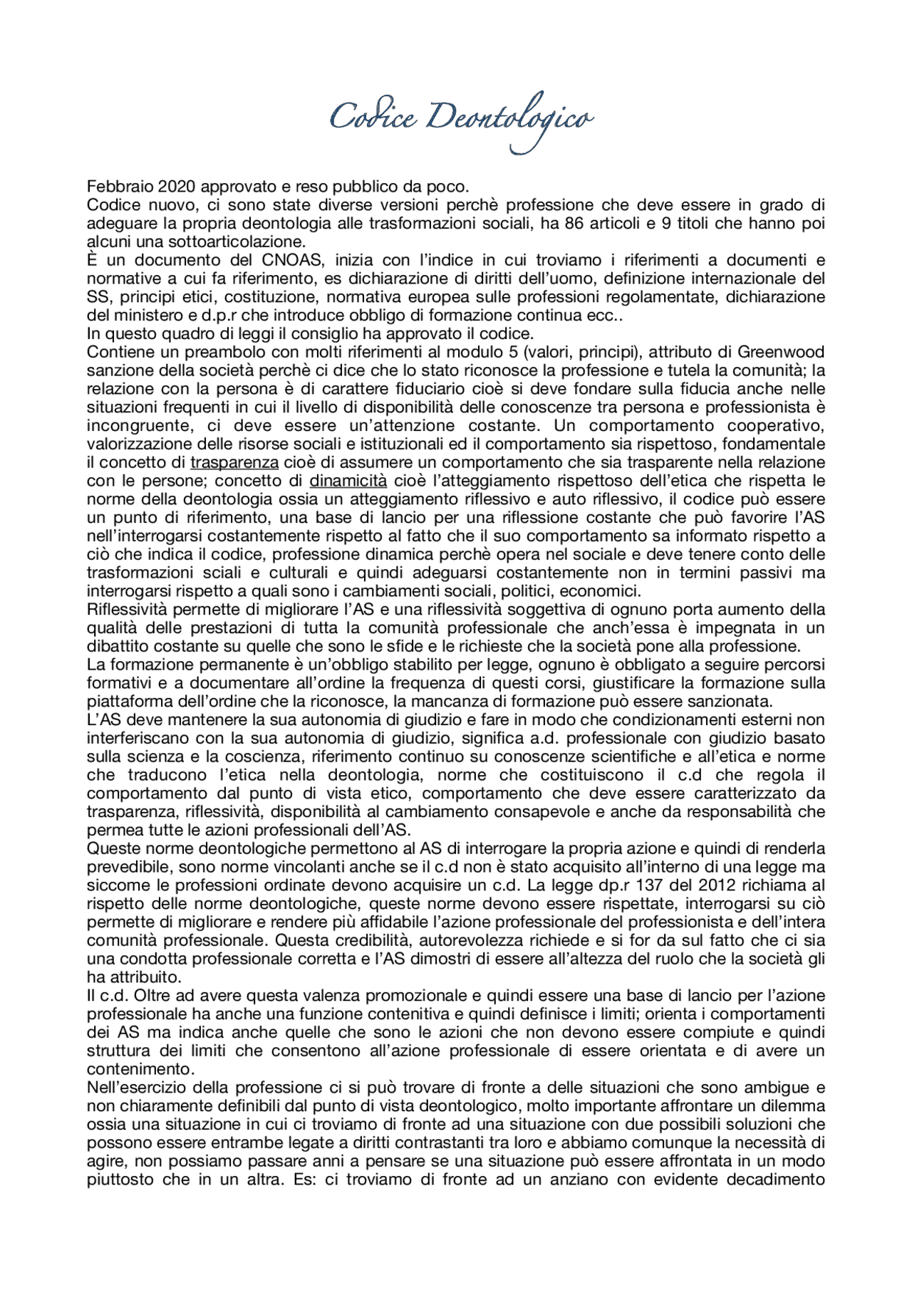 Nuovo Codice Deontologico Assistenti Sociali Appunti Di Sociologia