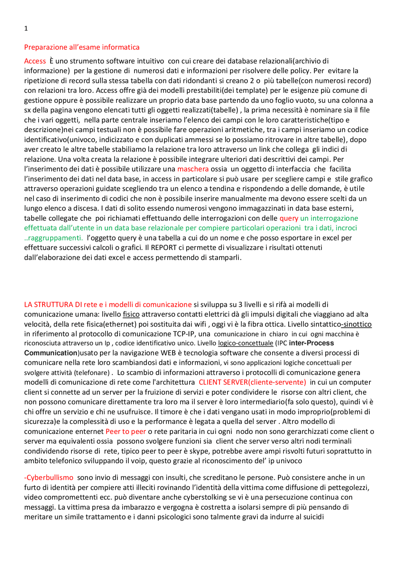 Preparazione Allesame Informatica Docsity