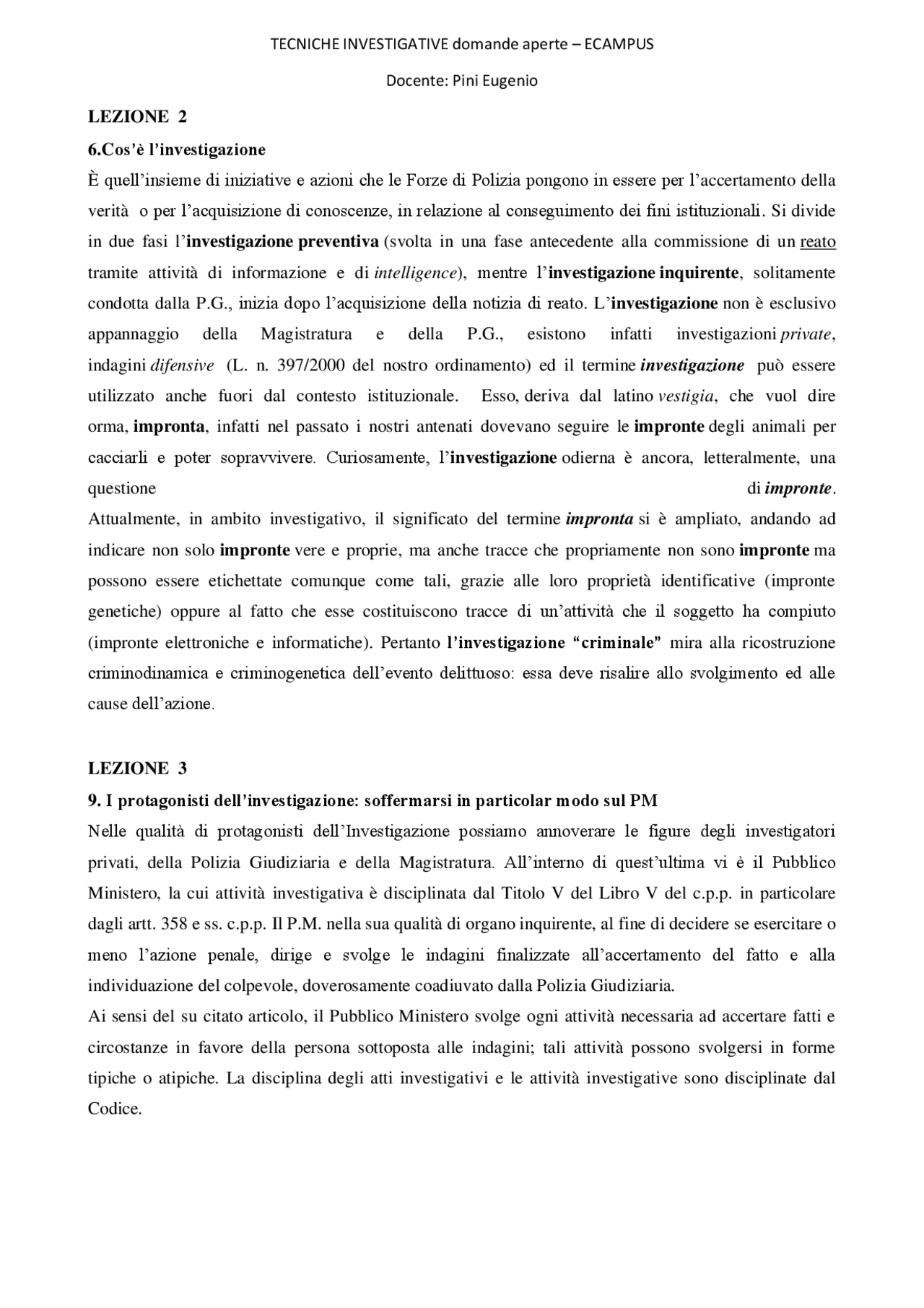 Tecniche Investigative Docsity