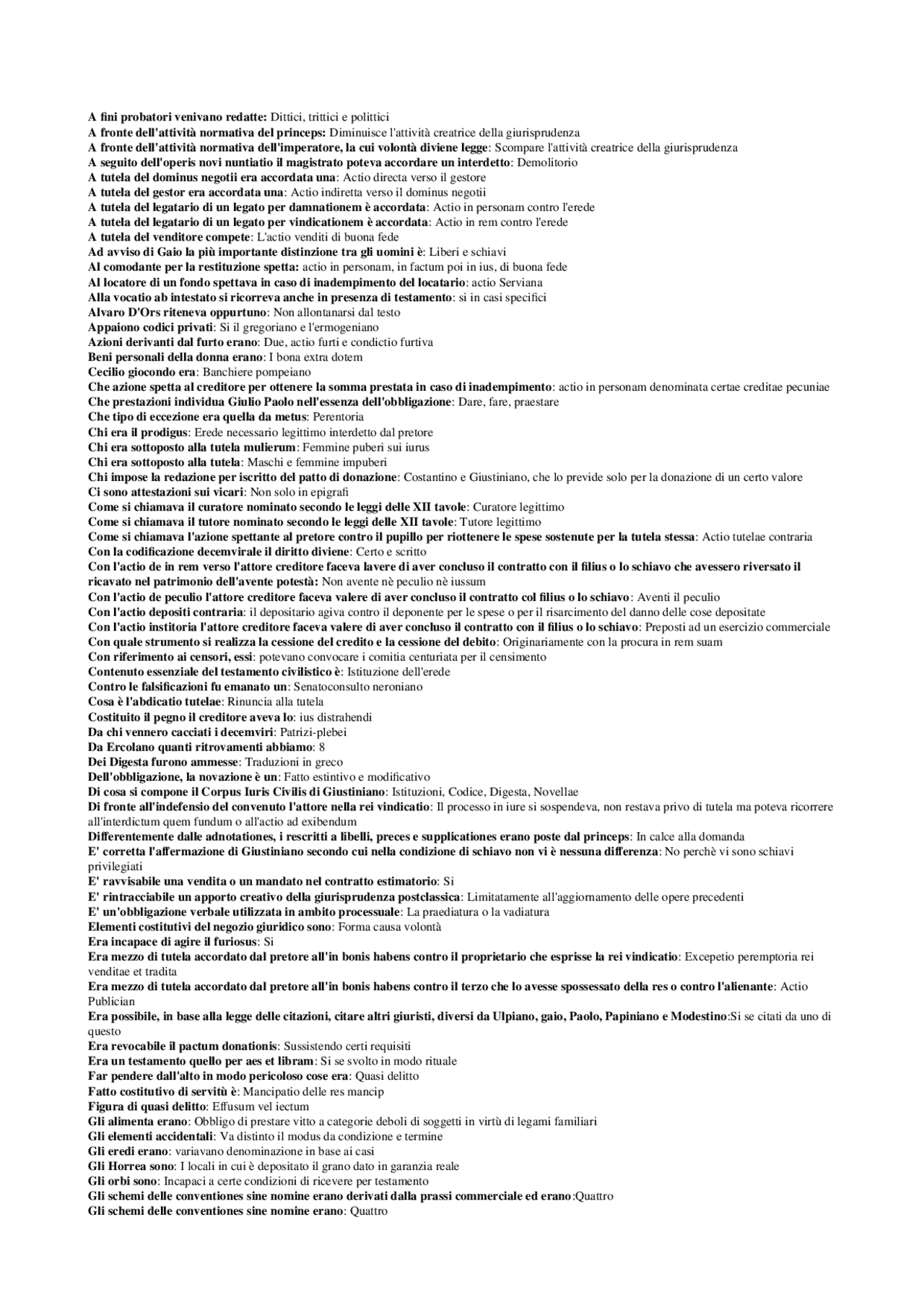 Diritto Romano Esercizi Vari Docsity