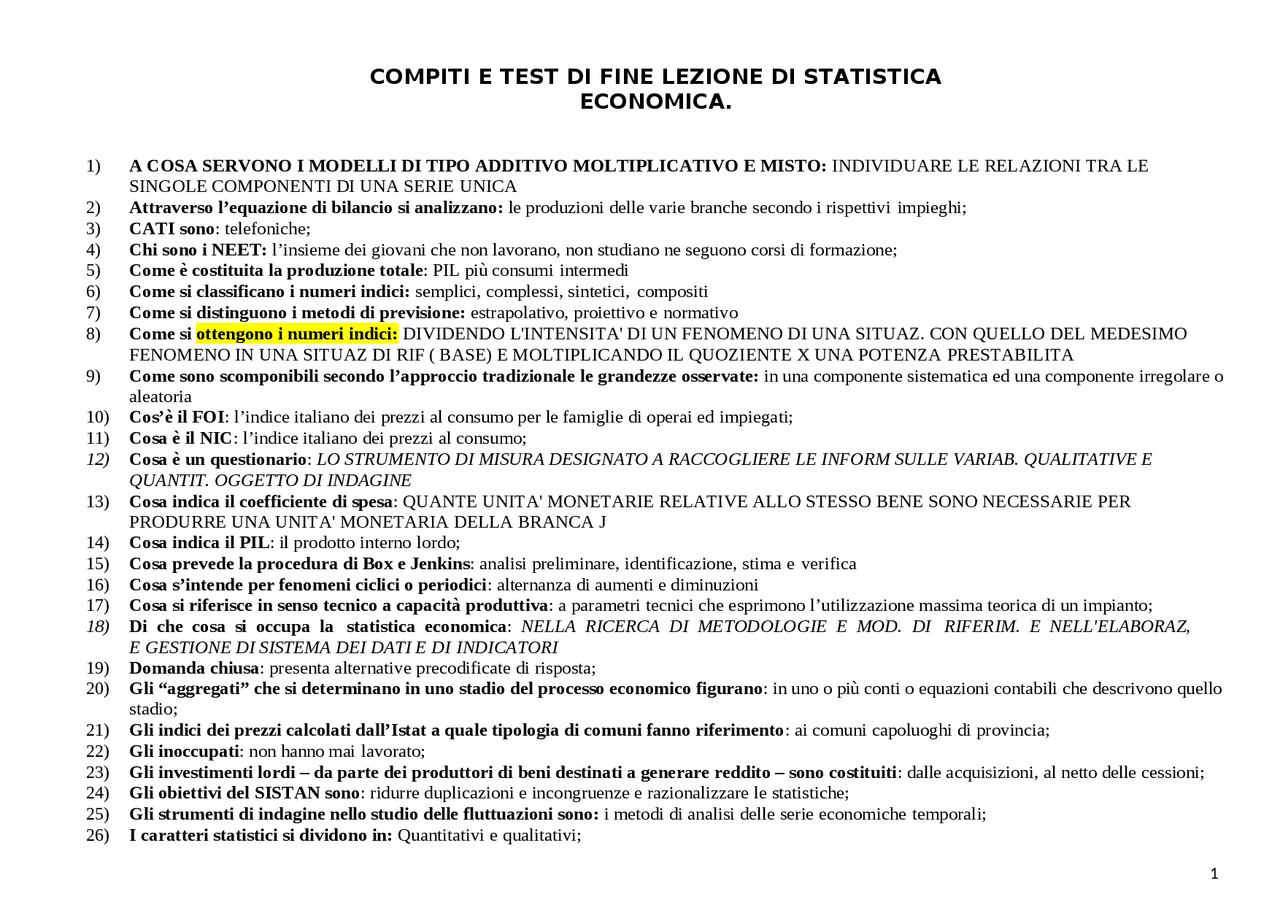 Domande E Risposte Materie Anno 3° Docsity