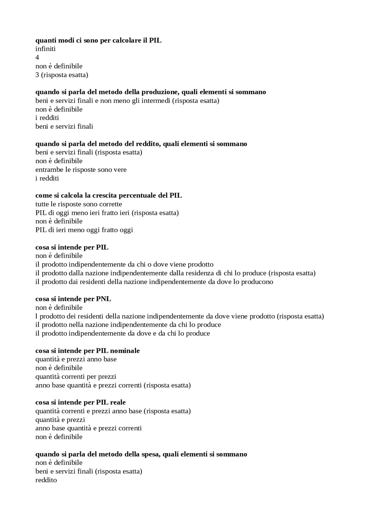 Paniere Macroeconomia Aperte E Chiuse Docsity