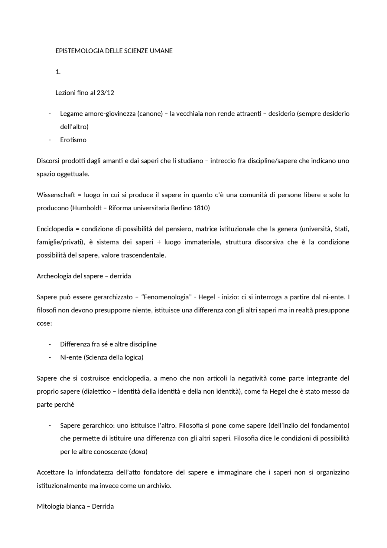 Appunti Epistemologia Delle Scienze Umane Docsity