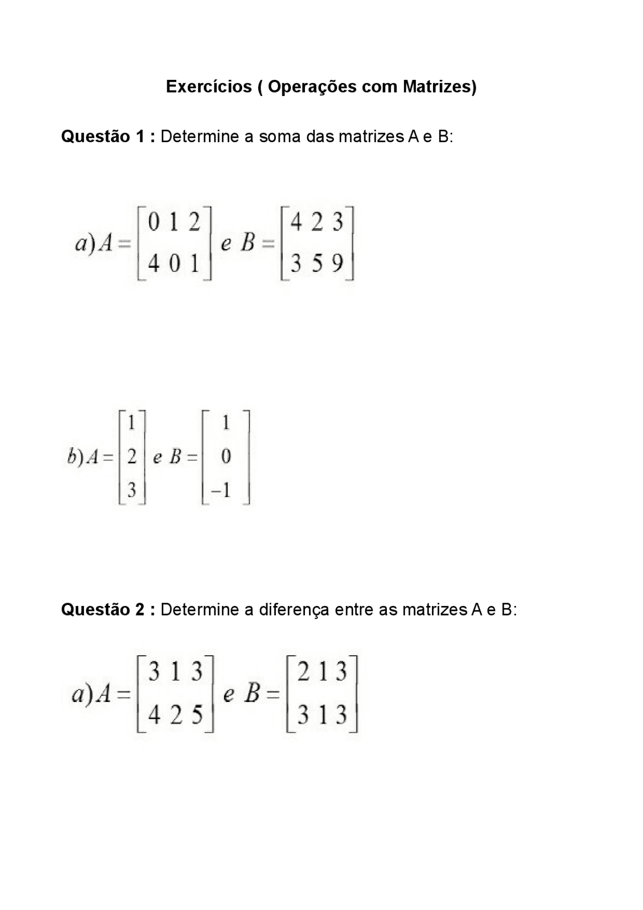 Exercícios Matemática Docsity