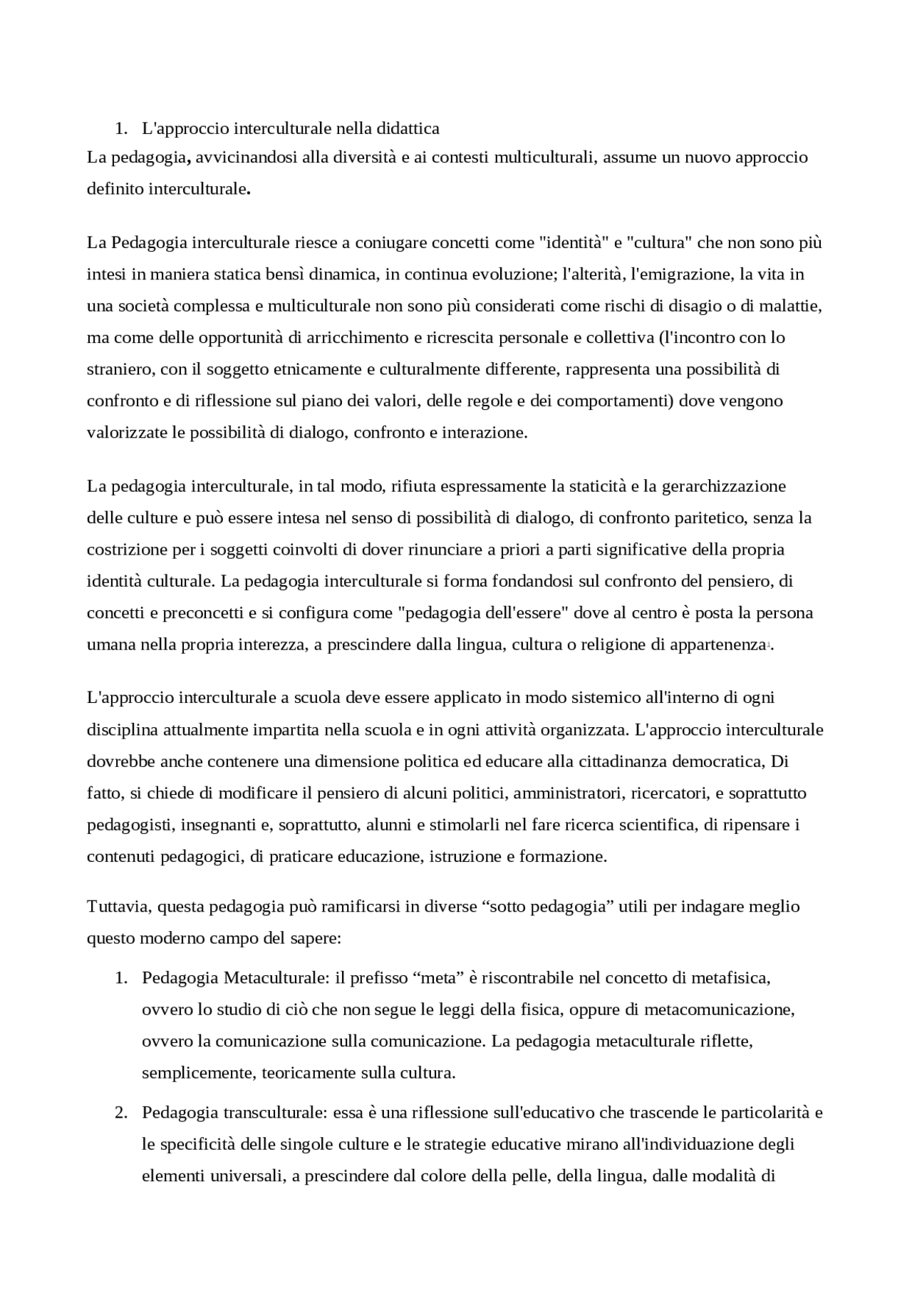 Approccio Interculturale Nella Didattica Docsity
