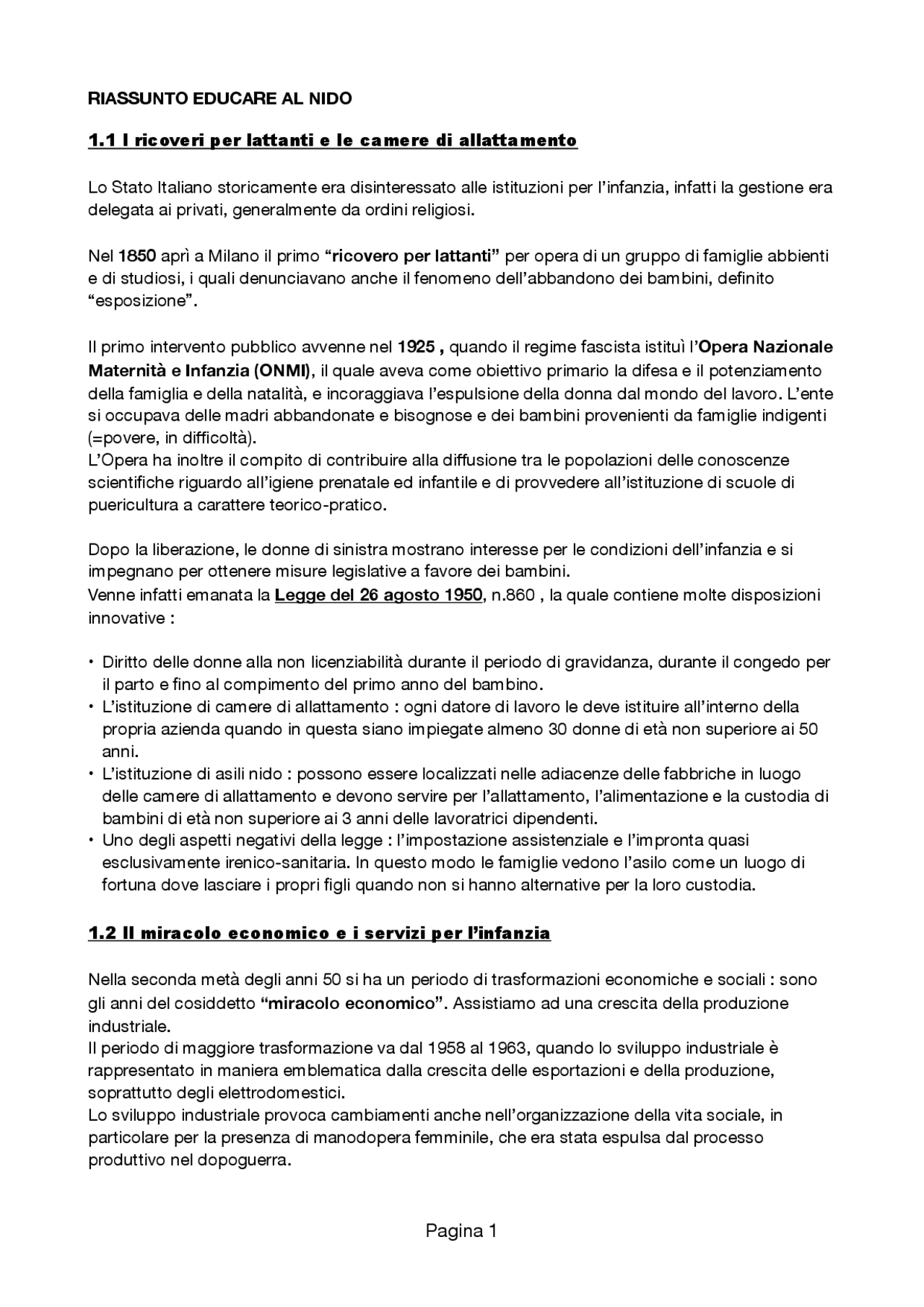 Riassunto Di Educare Al Nido Docsity