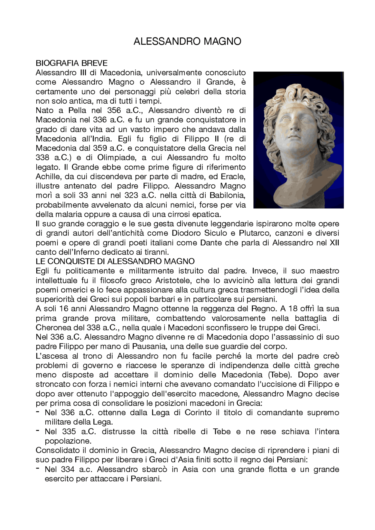 Alessandro Magno Vita E Conquiste Docsity