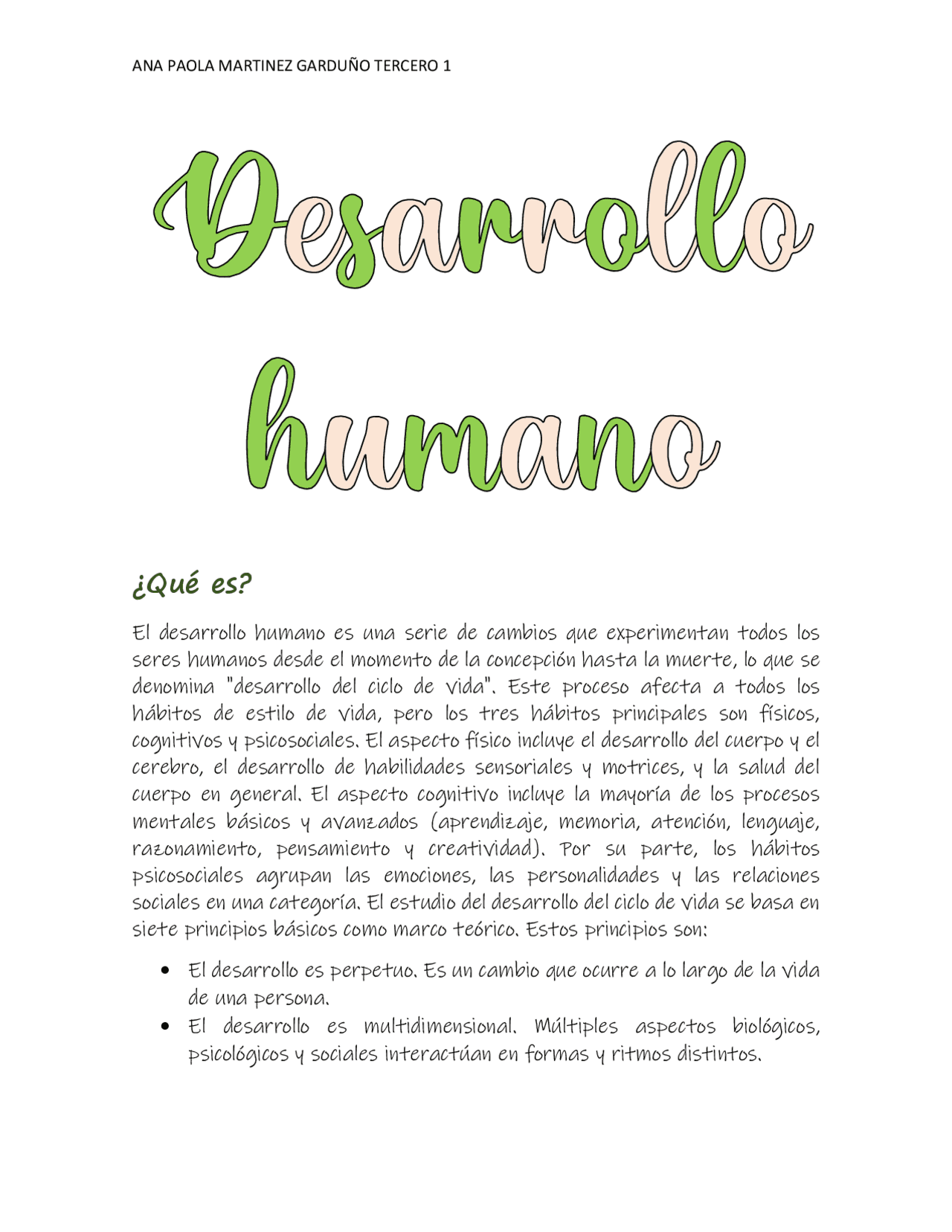 Desarrollo Humano Resumen Docsity