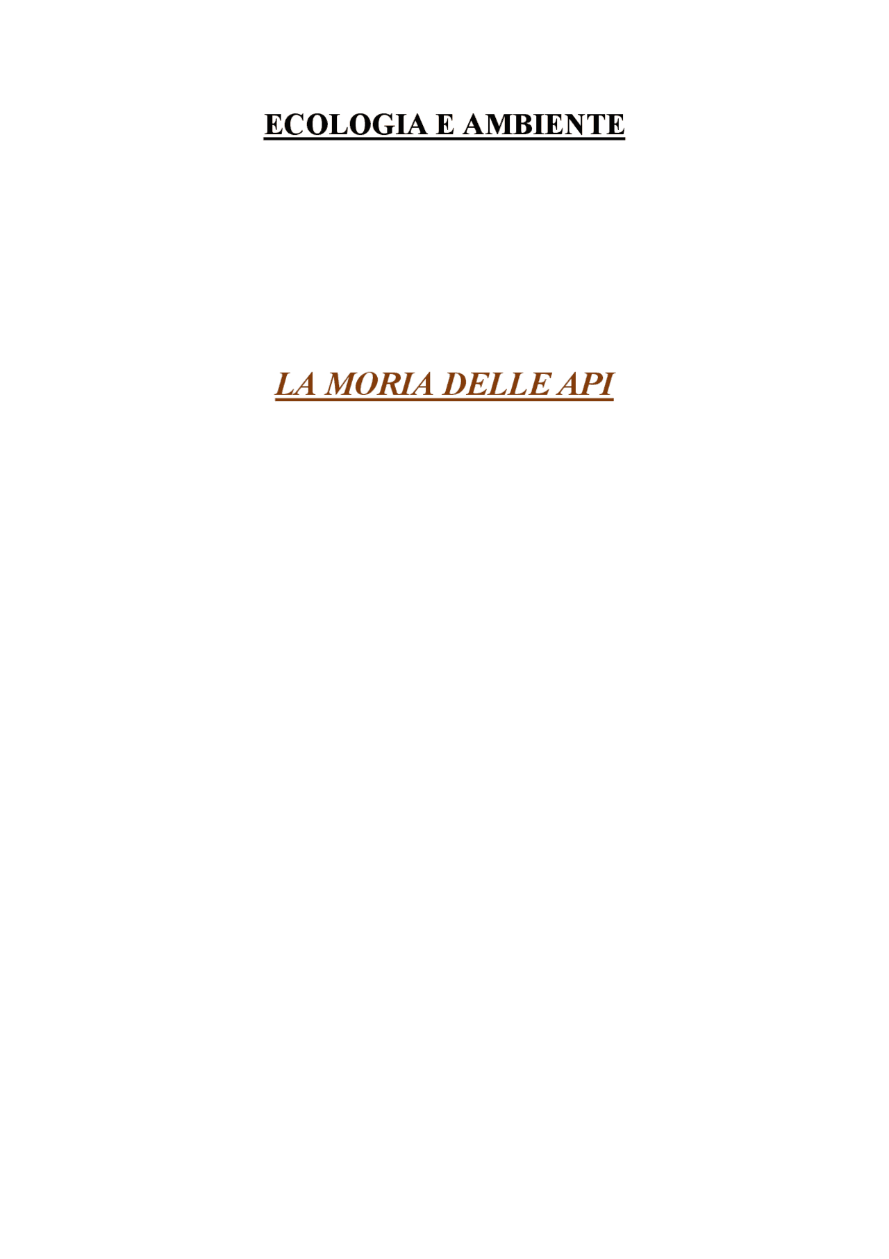 LA MORIA DELLE API: ecologia e ambiente | Tesine di Maturità di ...