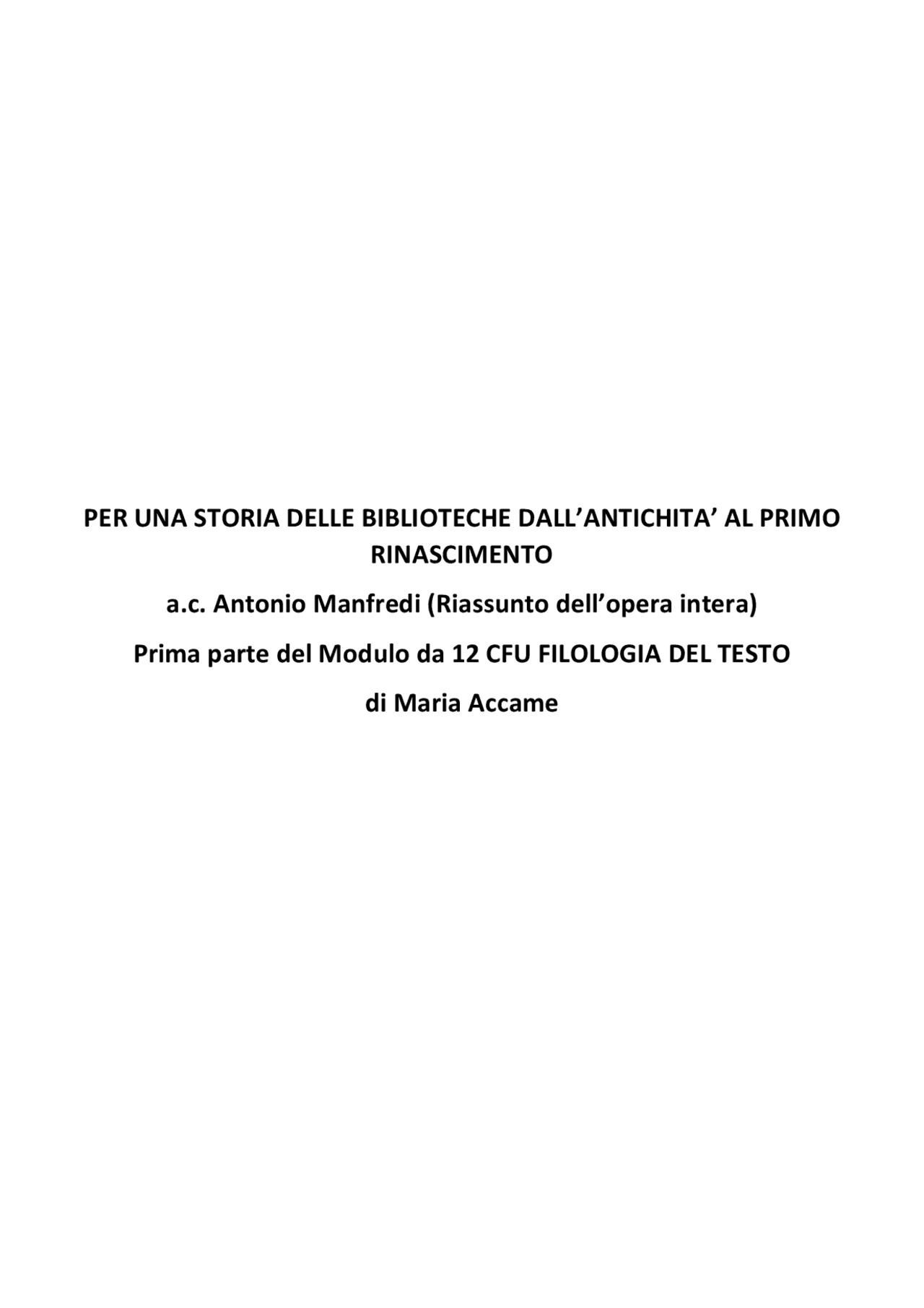 Storia Delle Biblioteche Docsity