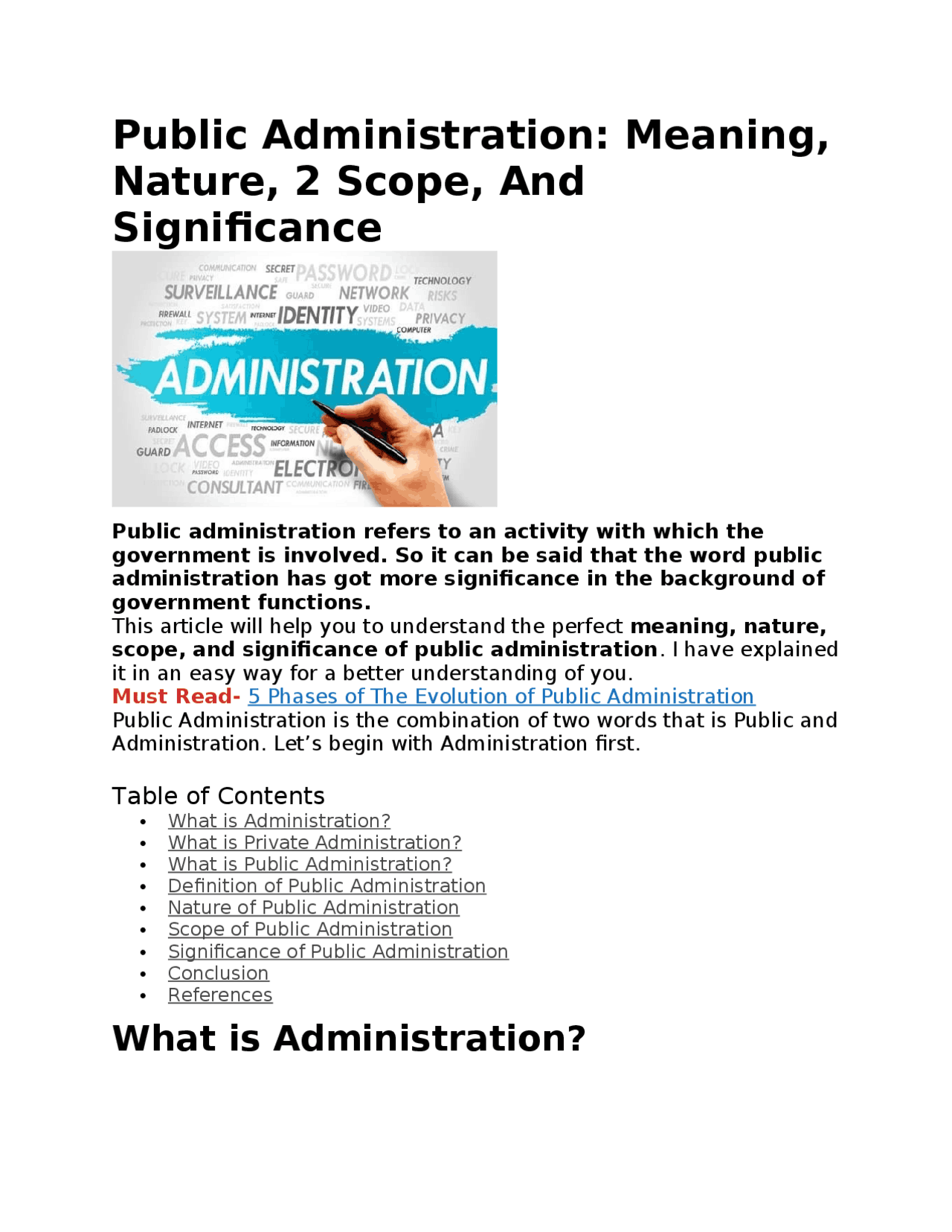 Public Administration: Meaning, Nature, Scope, and Significance ...