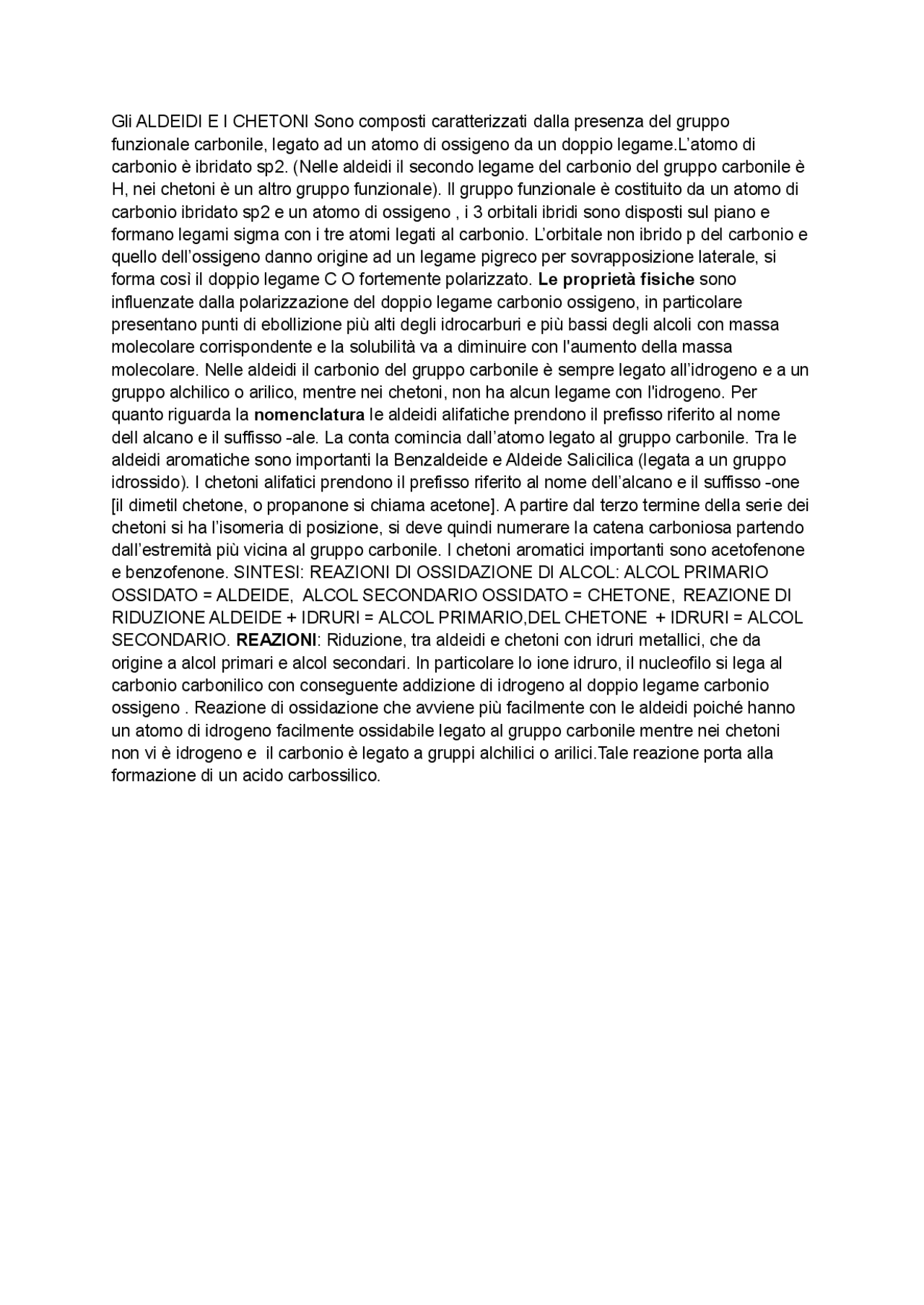 Aldeidi E Chetoni Composti Organici Docsity
