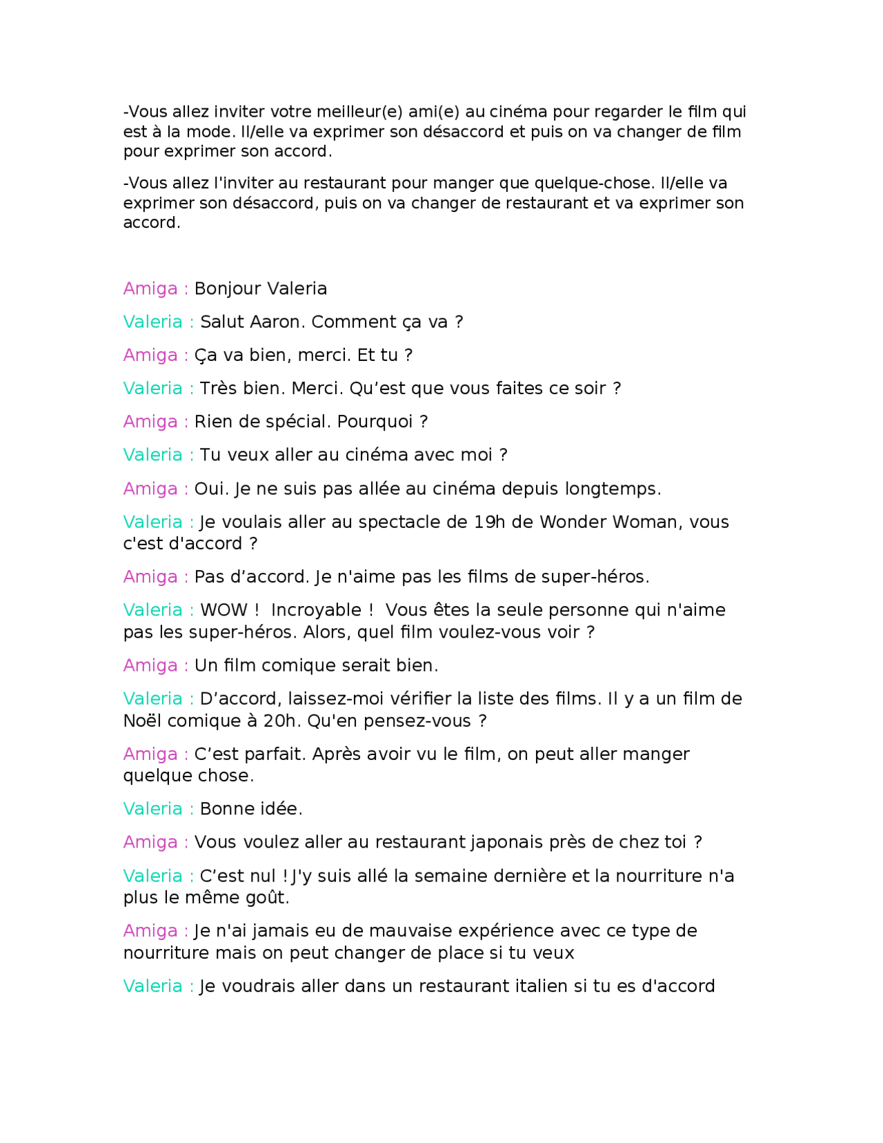 Frances 2 dialogos en frances - Docsity