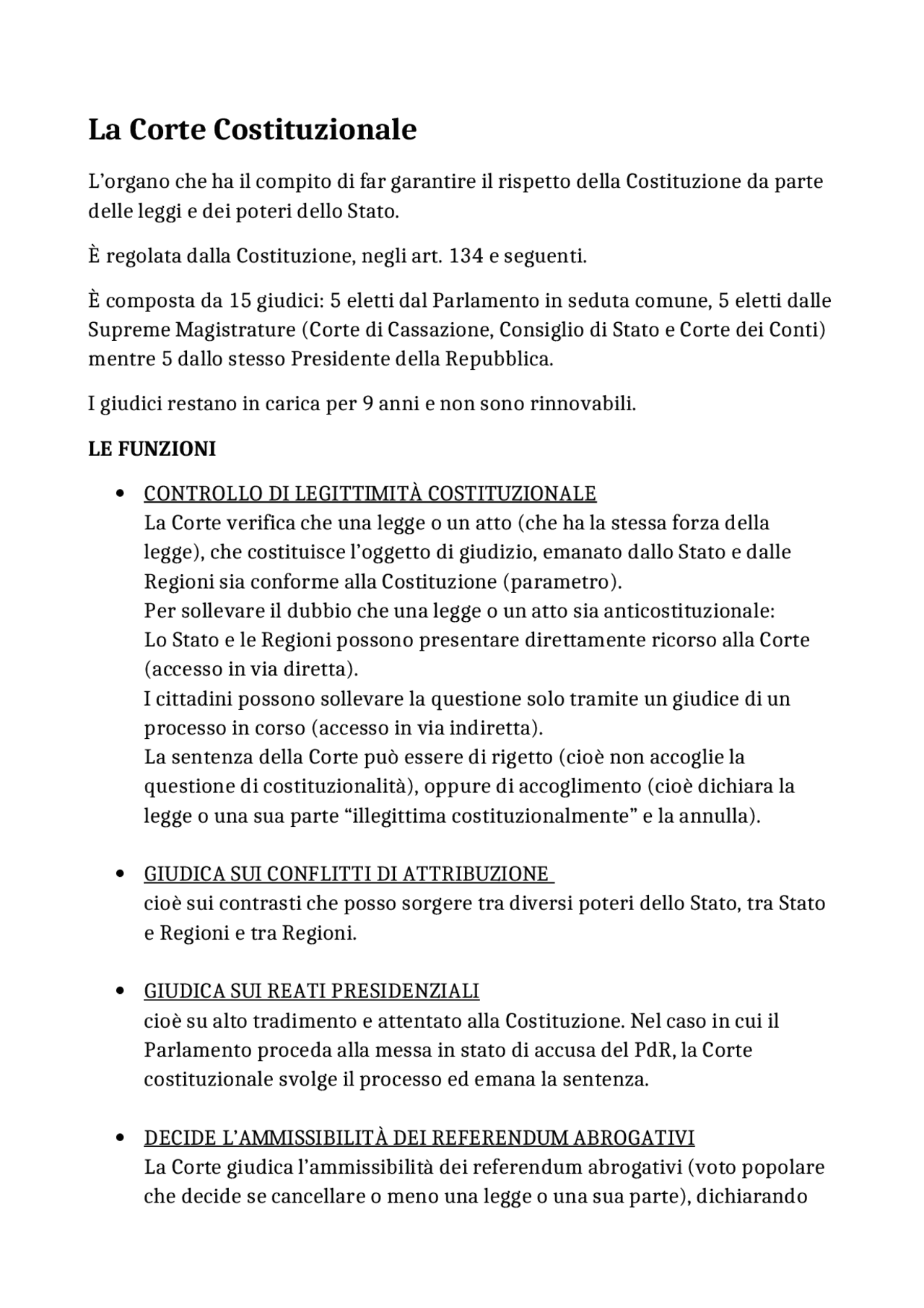 La Corte Costituzionale Docsity