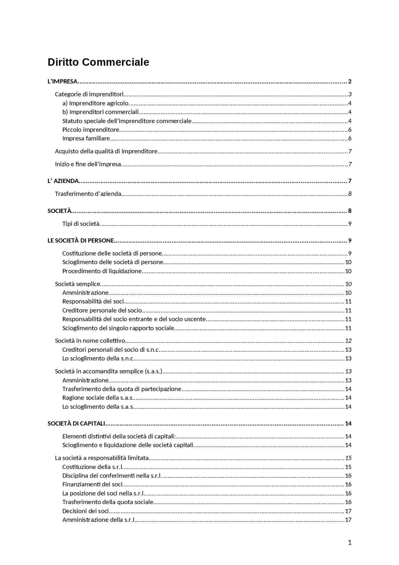 Diritto Comerciale Riassunto Docsity