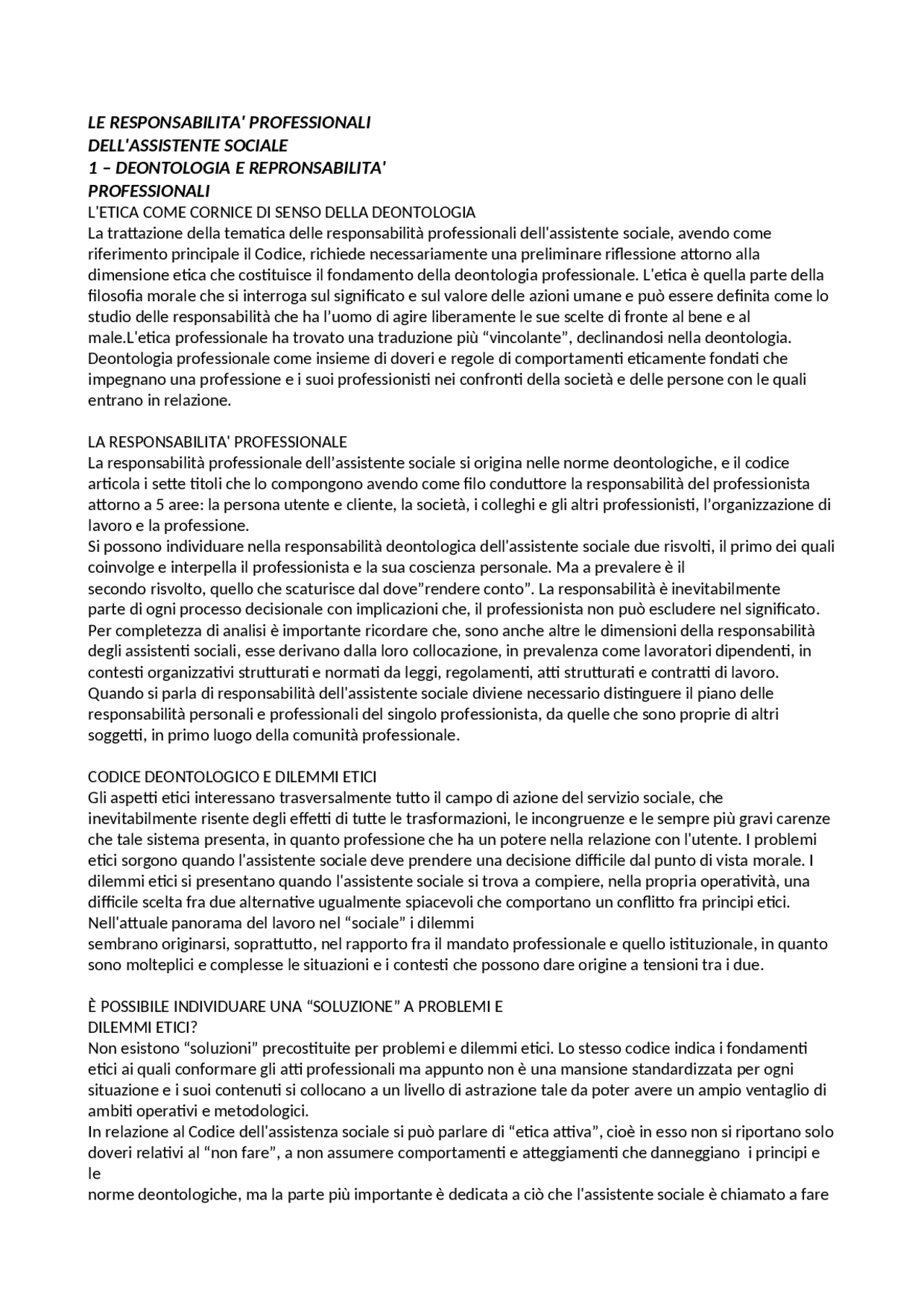 Le Responsabilita Professionali Dellassistente Sociale Docsity