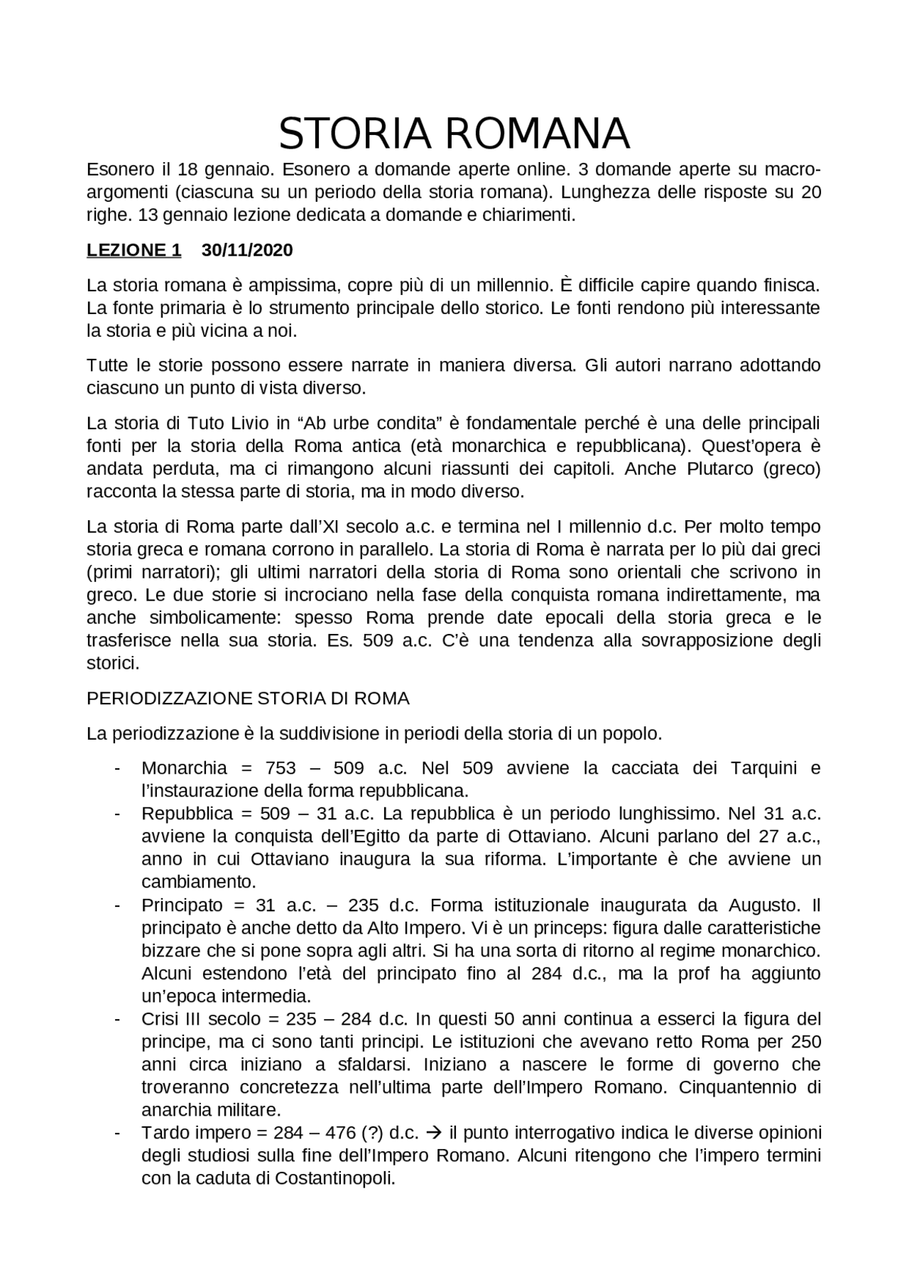 Appunti Di Storia Romana Docsity