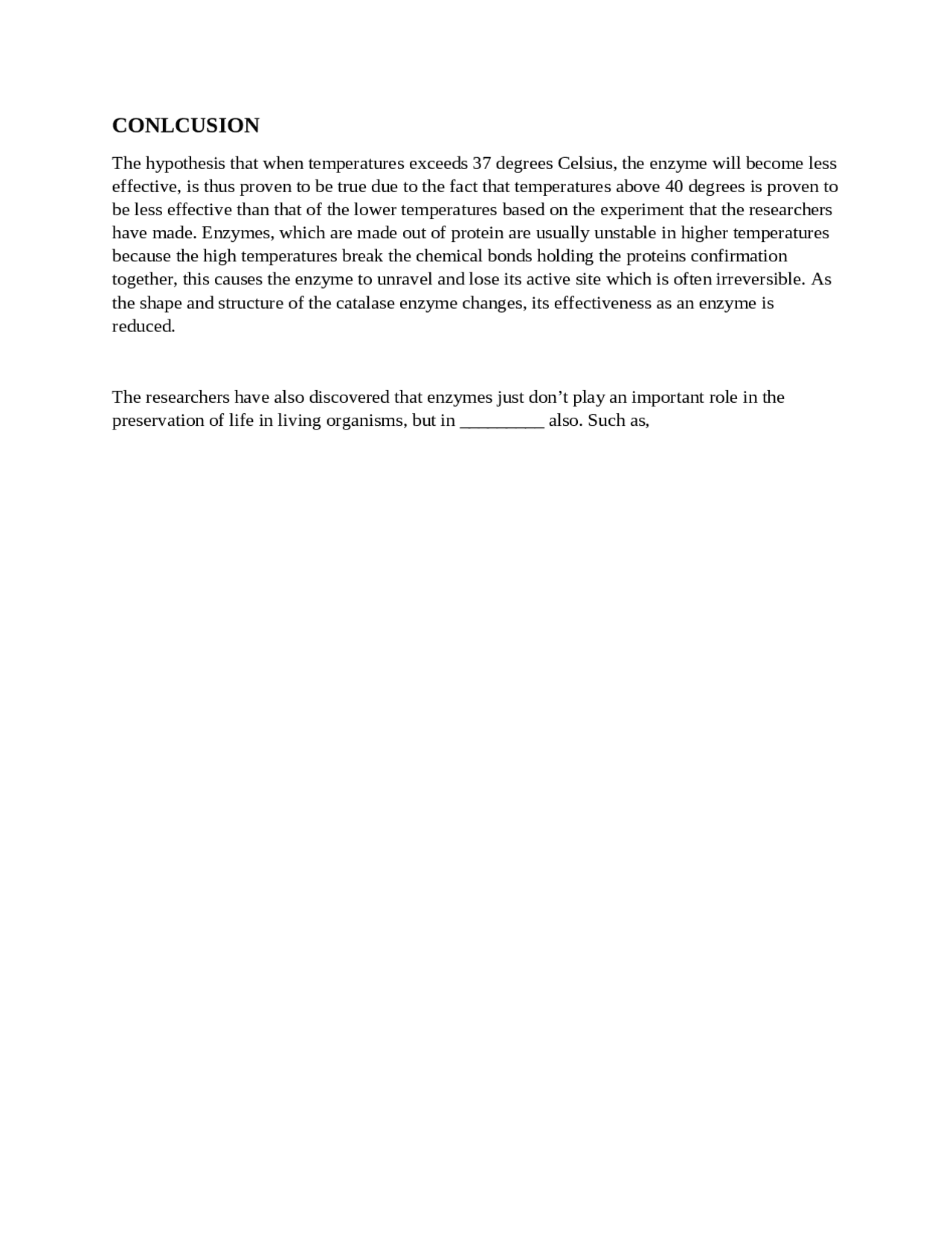 Conclusion on an Experiment - Docsity