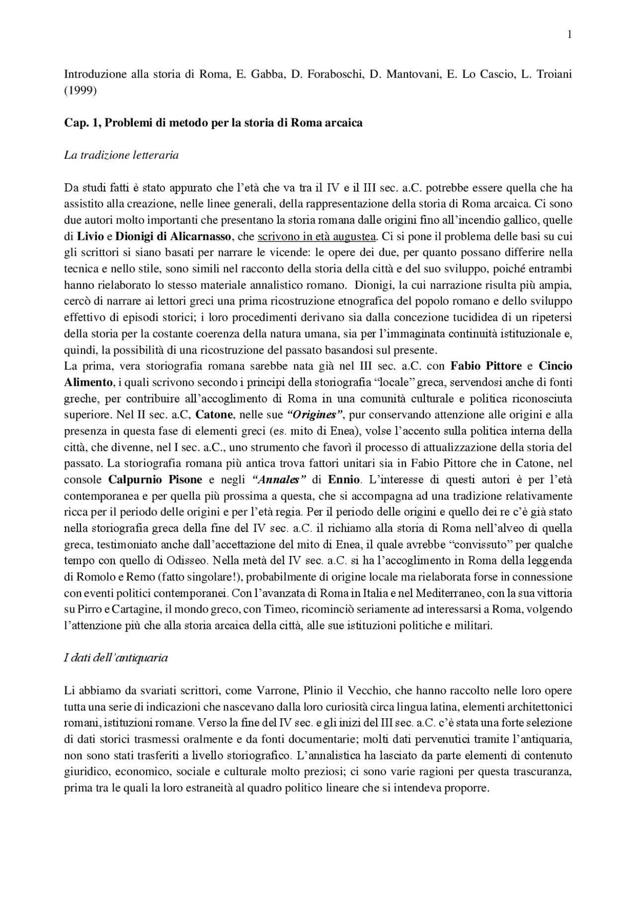 Riassunto Introduzione Alla Storia Di Roma Docsity