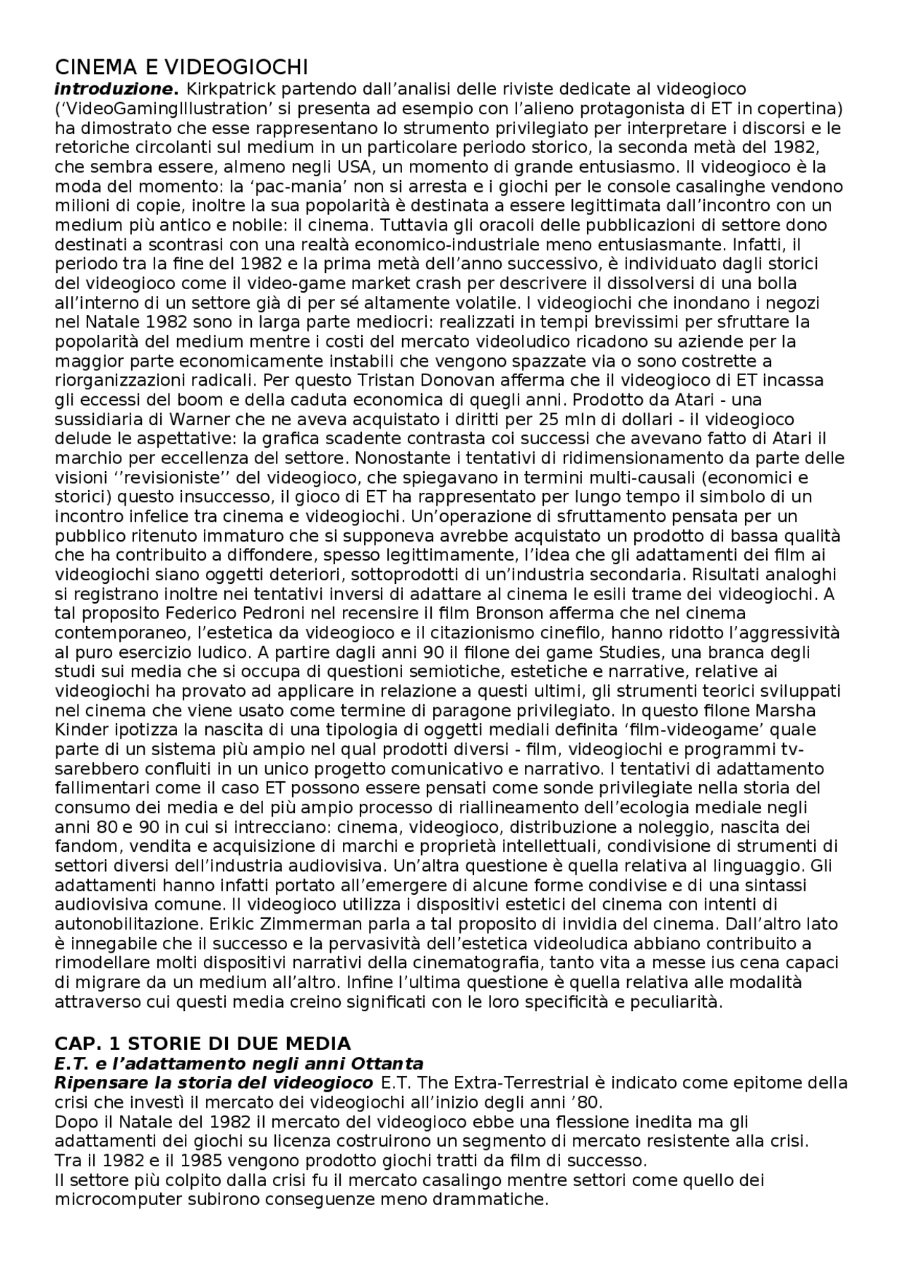 Cinema e videogiochi - Docsity