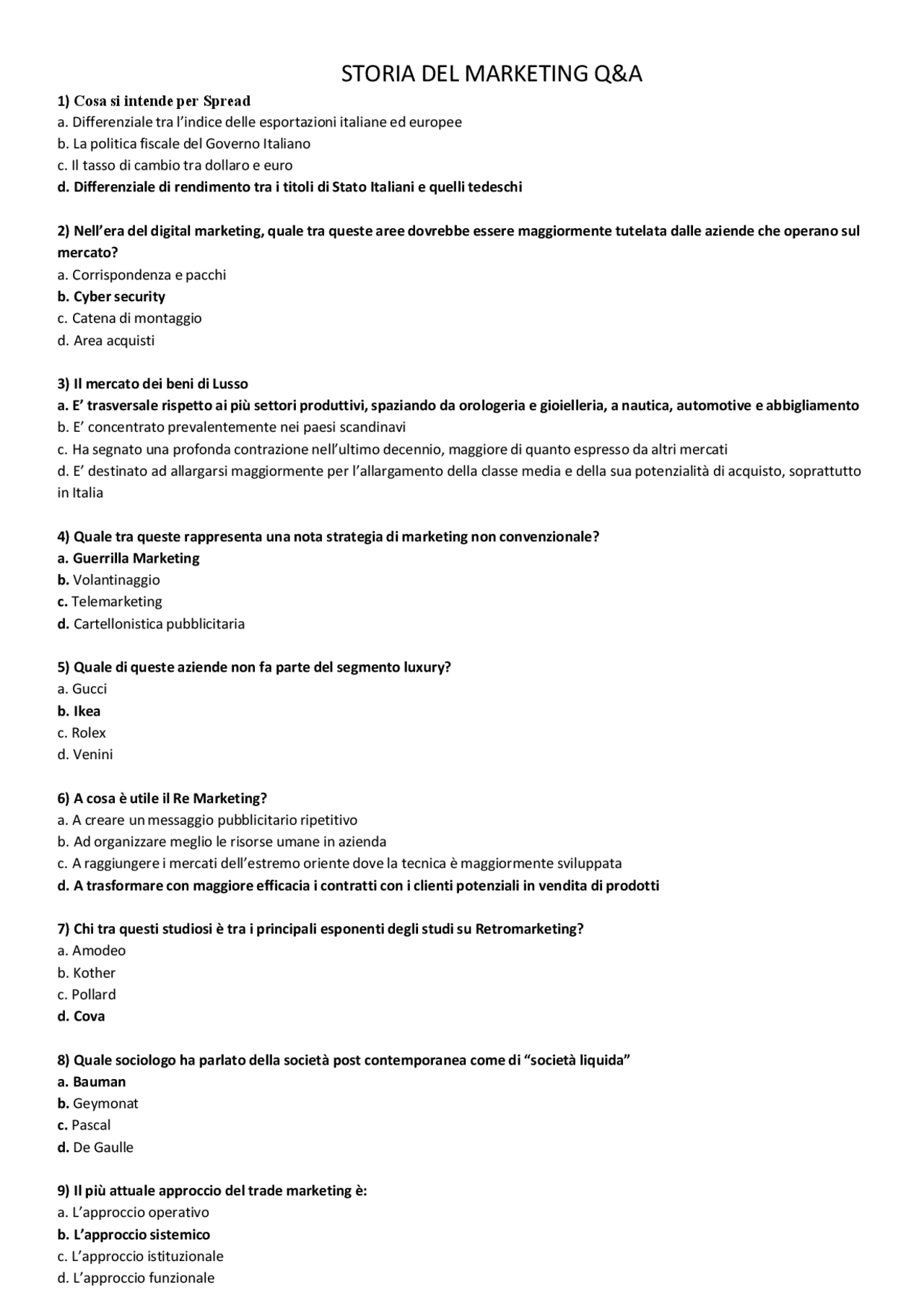 Storia Del Marketing Qanda Pegaso Docsity