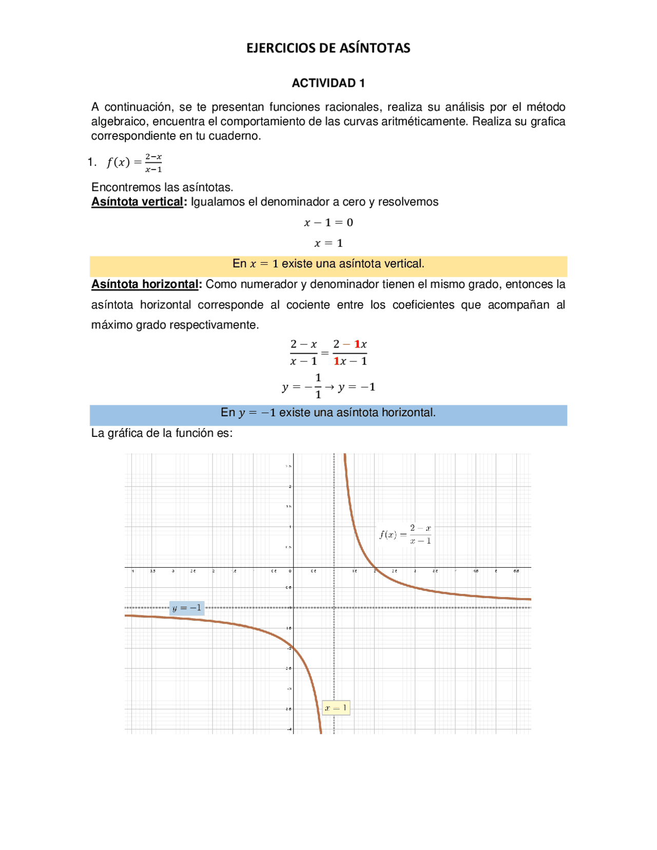 Ejercicios De Asíntotas Ejercicios De Matemáticas Docsity