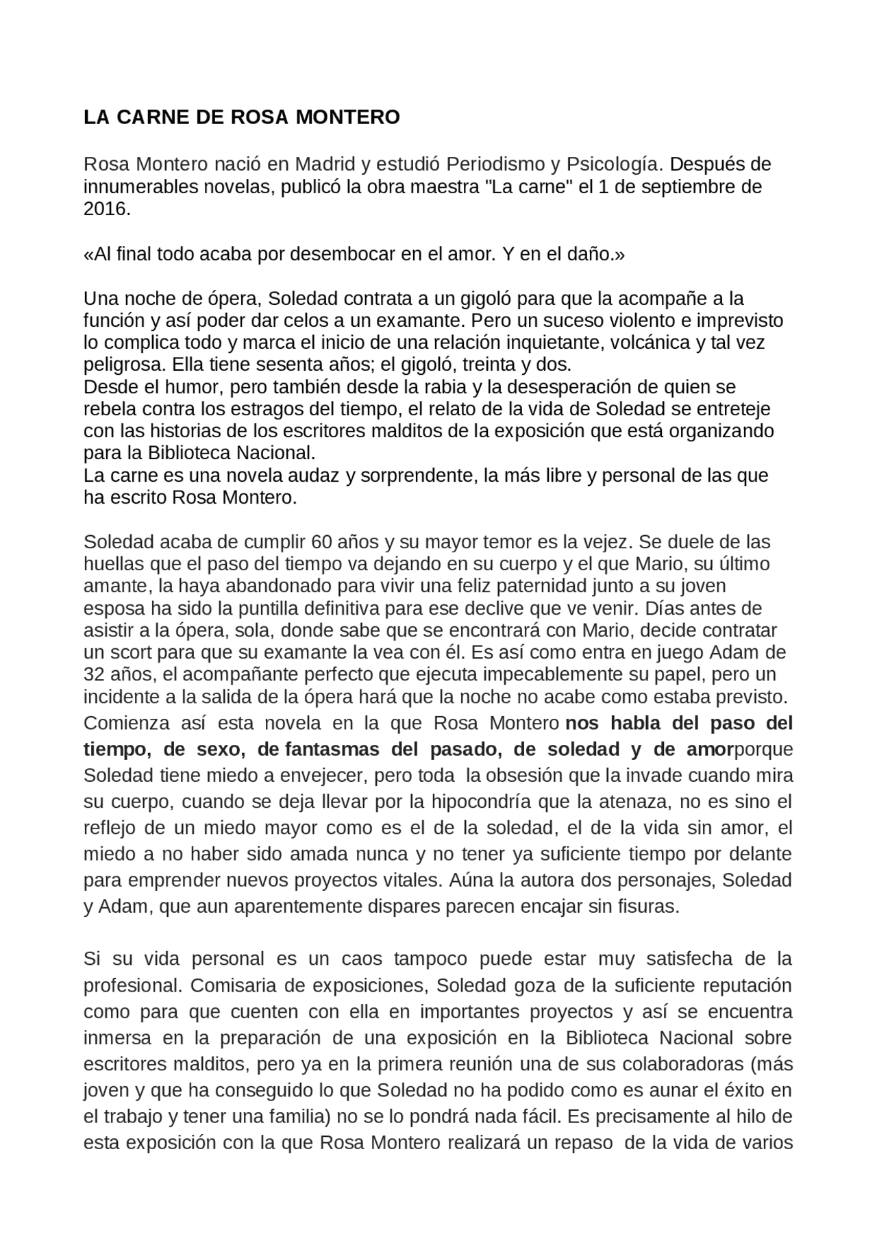 Riassunto De La Carne” Docsity