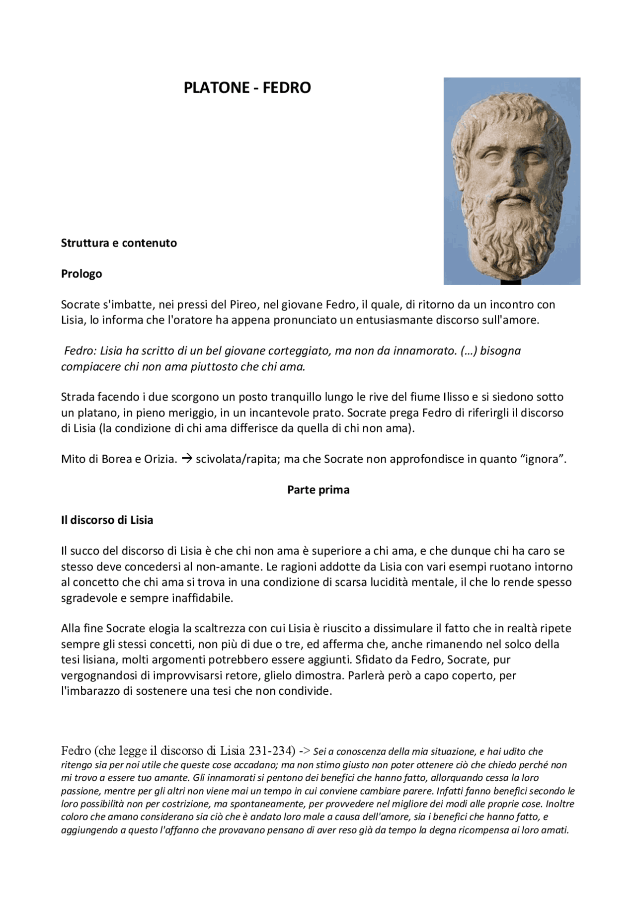Riassunto Fedro Platone Docsity
