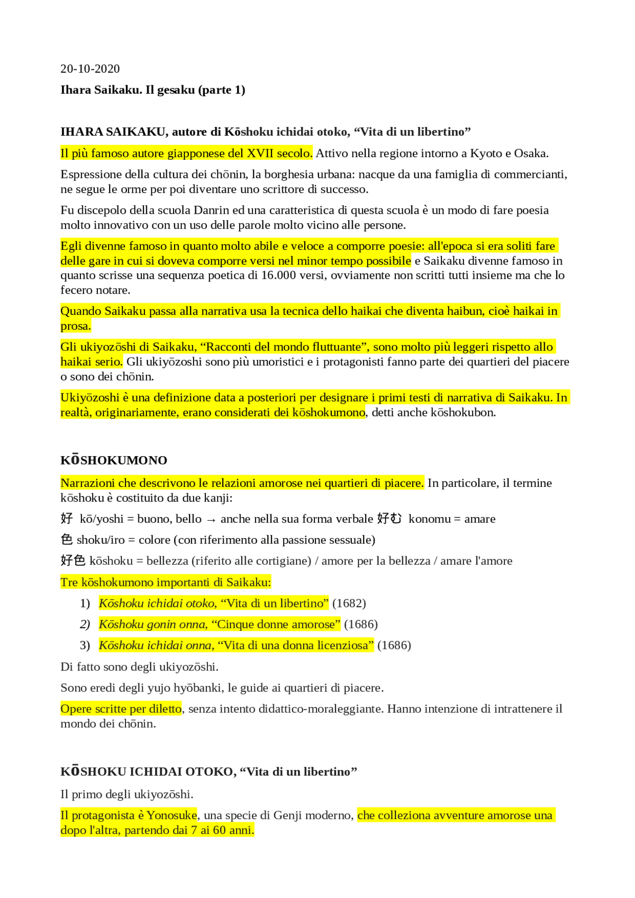 Appunti Di Letteratura Giapponese Lezione 10 Docsity