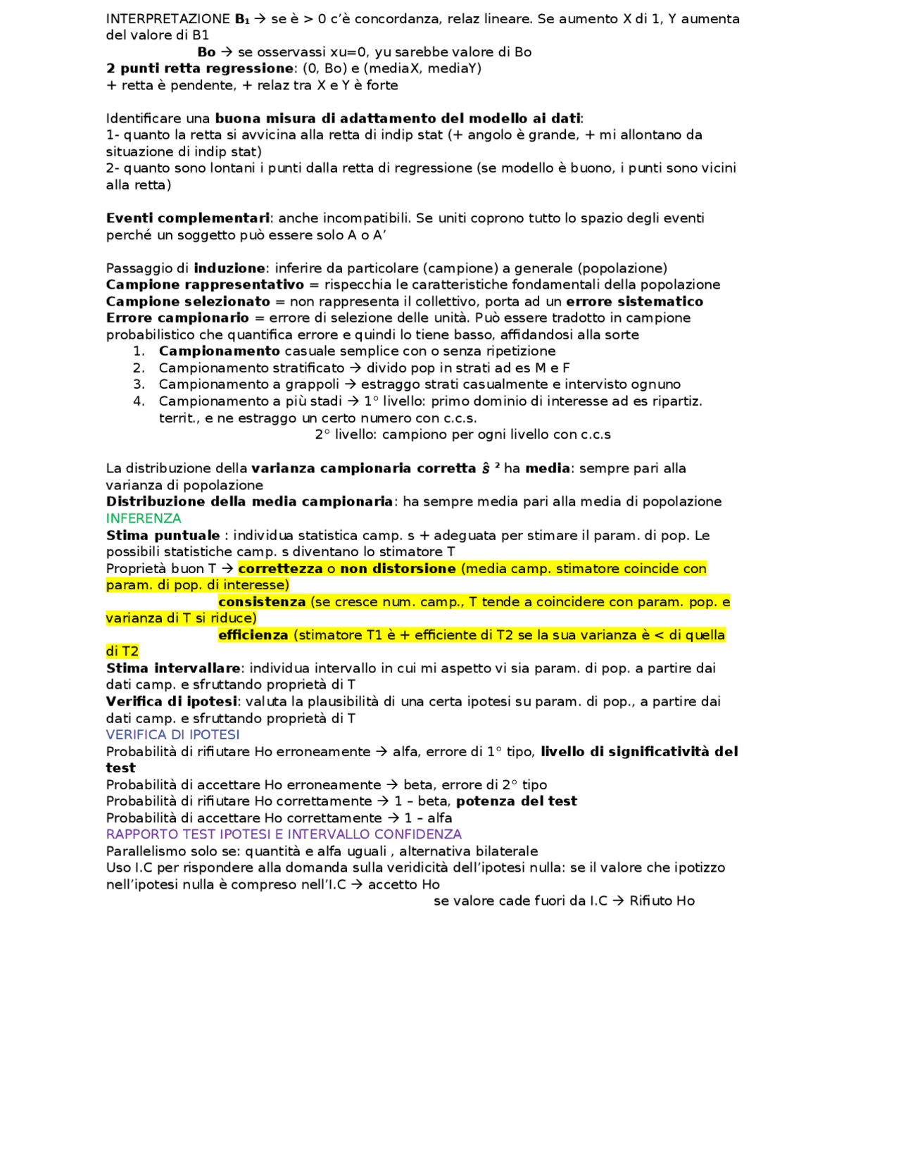 Schema Riassuntivo Inferenza Statistica Schemi E Mappe Concettuali Di