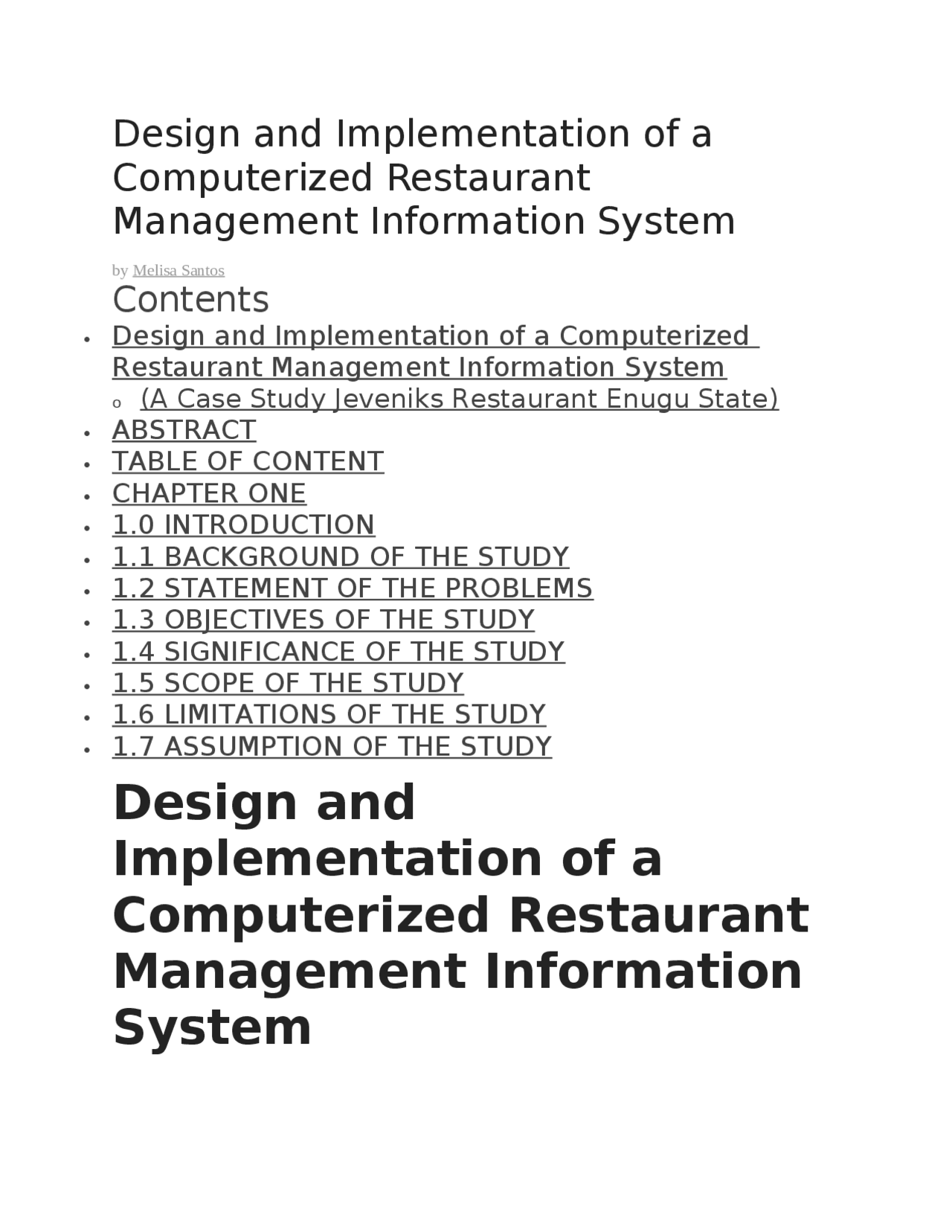 Online food ordering system implementation - Docsity