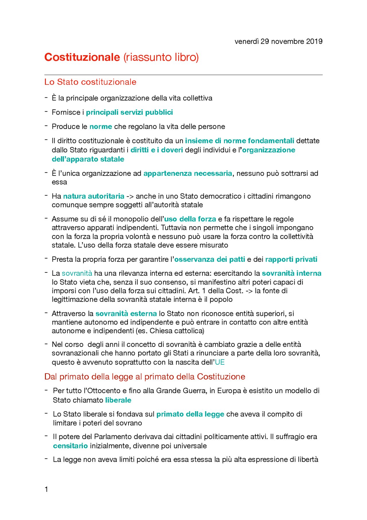 Diritto Costituzionale Riassunto Parte Prima Docsity